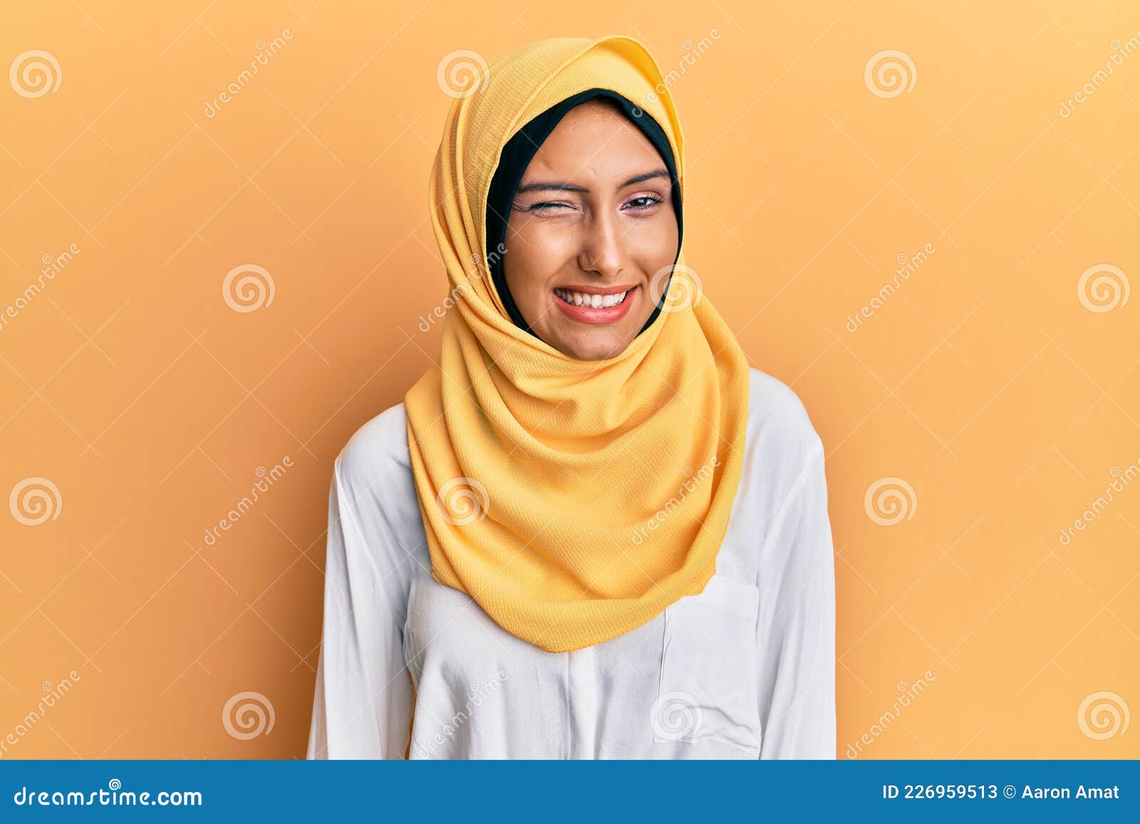 Young Brunette Arab Woman Wearing Traditional Islamic Hijab Scarf