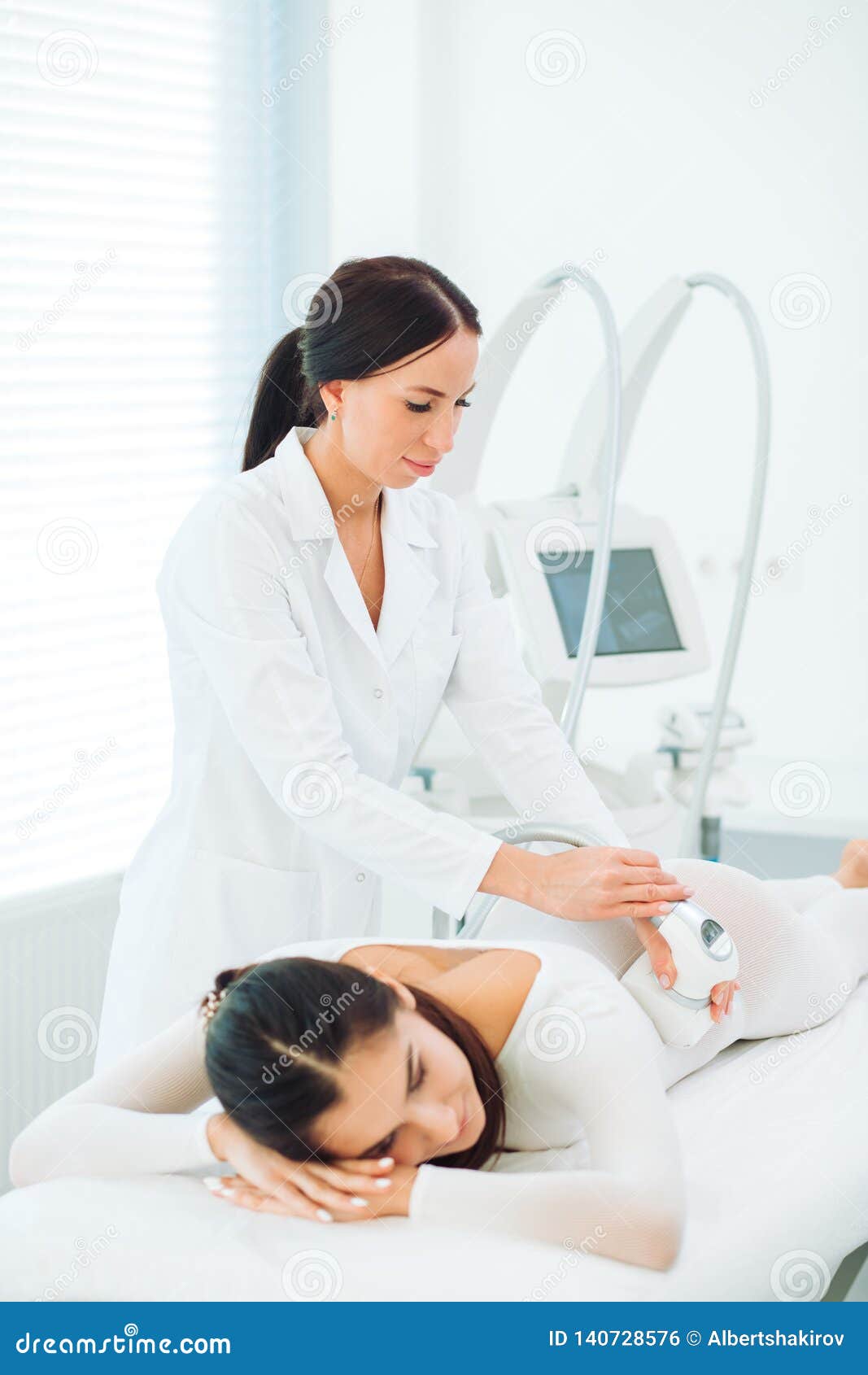 Beautiful Brunette Woman Getting Lpg Massage For Lifting Body In Lpg