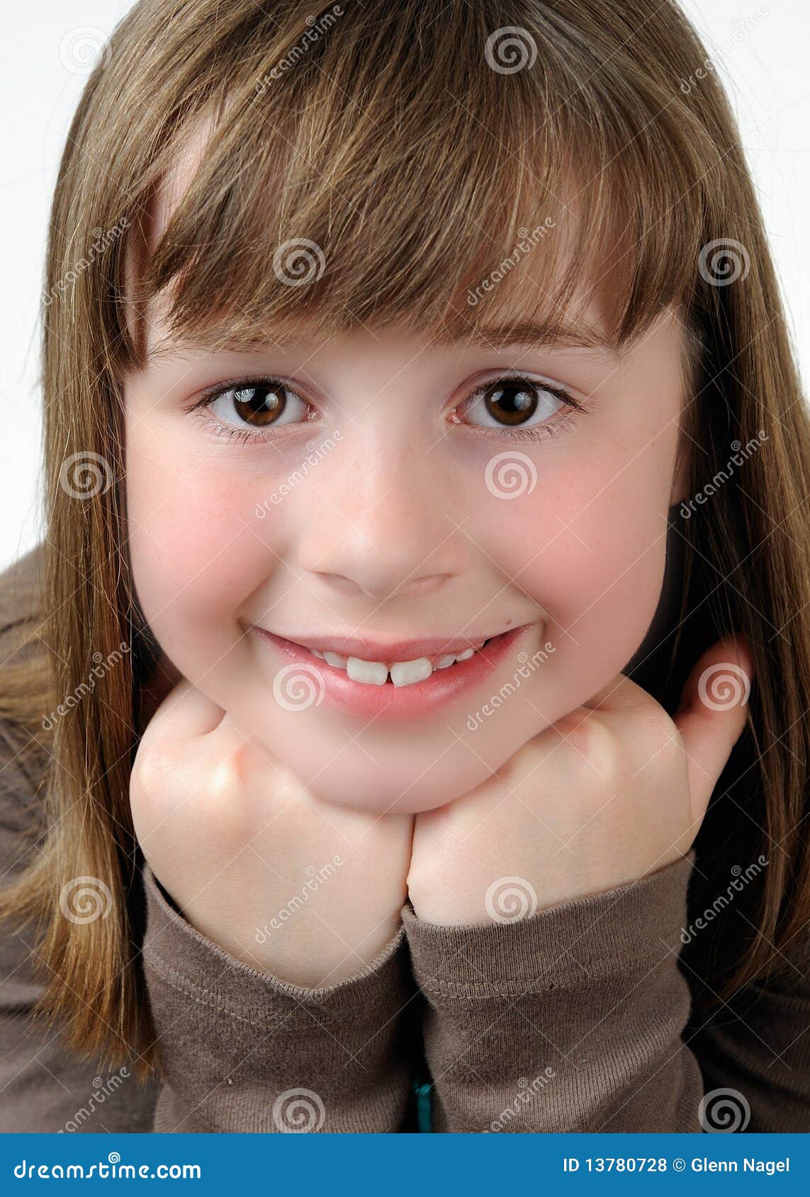 Young Brunette Girl with Bangs Stock Photo - Image of girl, innocence ...