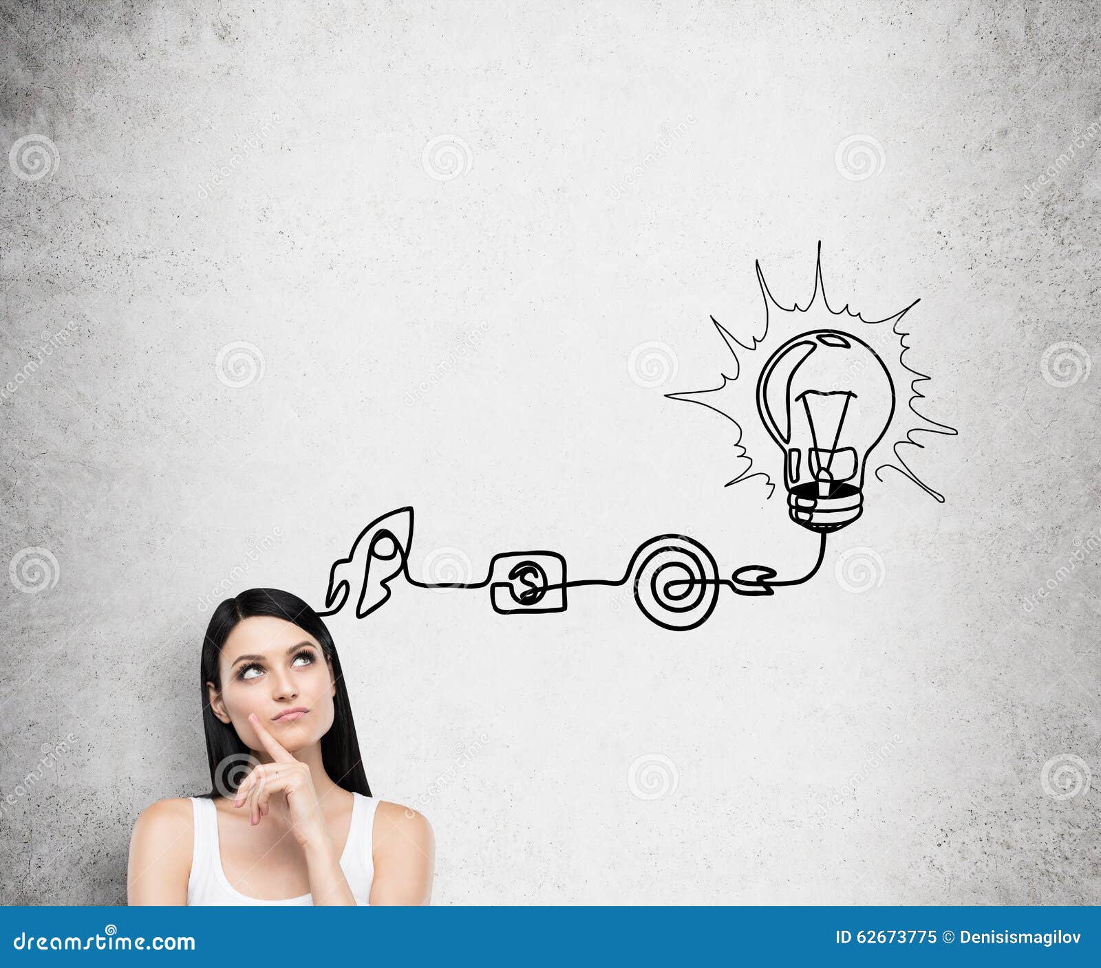 A Young Brunette Lady is Thinking about the Process of Developing a New ...