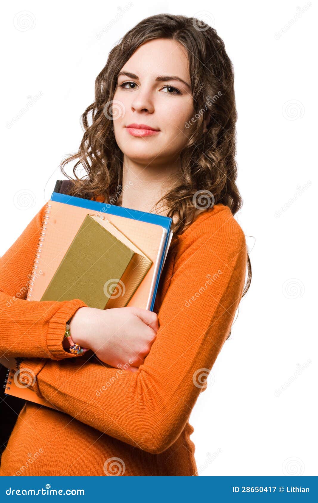 Young Brunette Student Girl. Stock Image - Image of gorgeous, gray ...