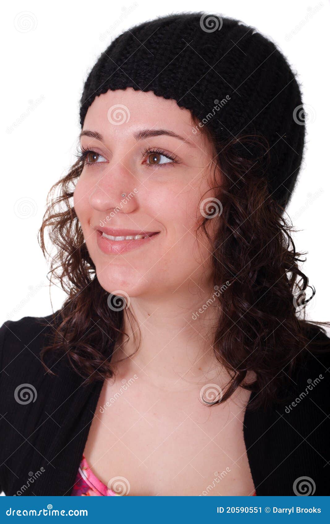 Young Brunette Wearing Sock Cap Stock Image - Image of makeup, pretty ...