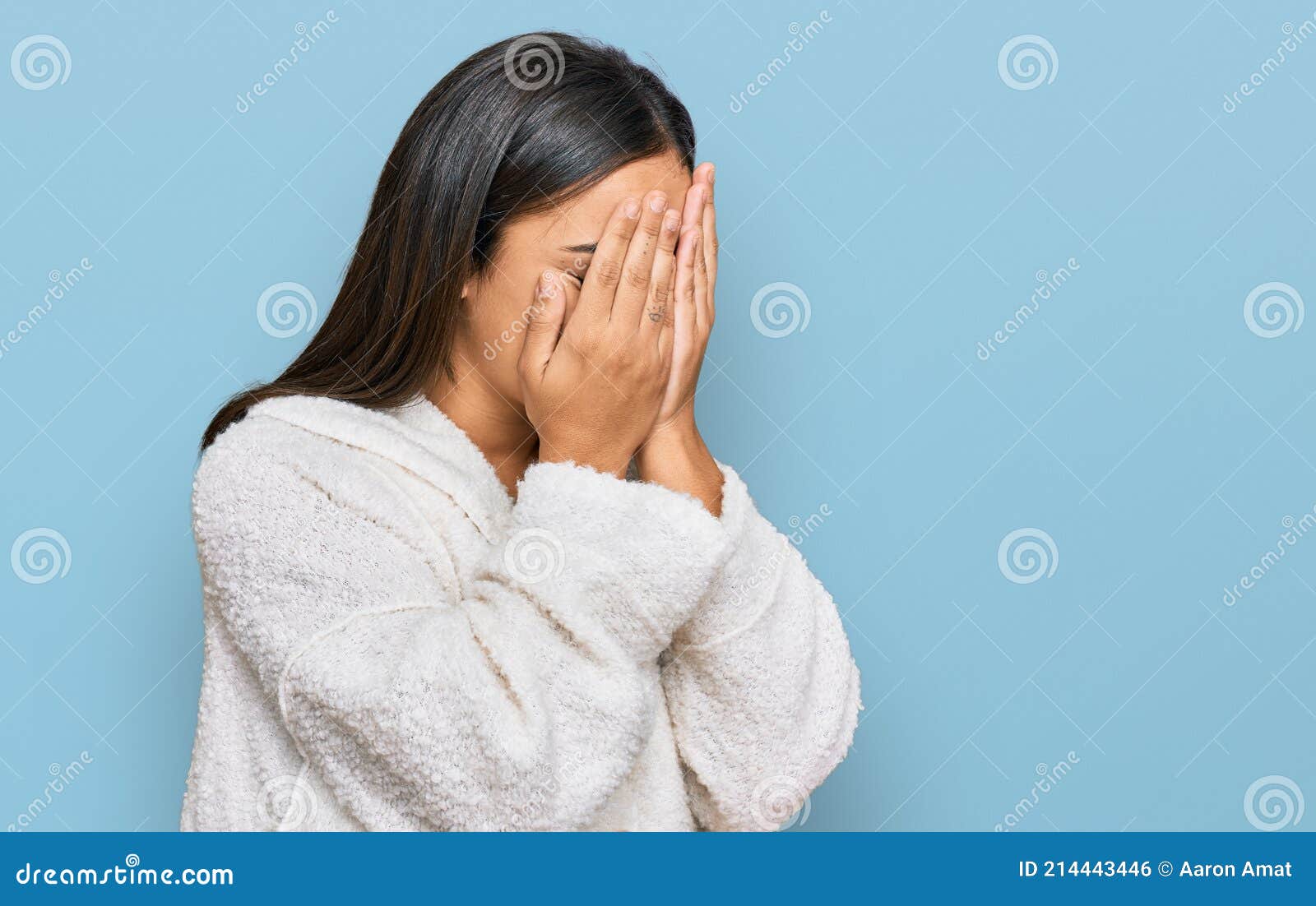 Young Brunette Woman Wearing Casual Clothes With Sad Expression