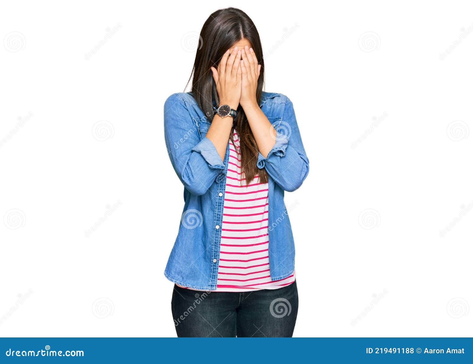 Young Brunette Woman Wearing Casual Clothes With Sad Expression