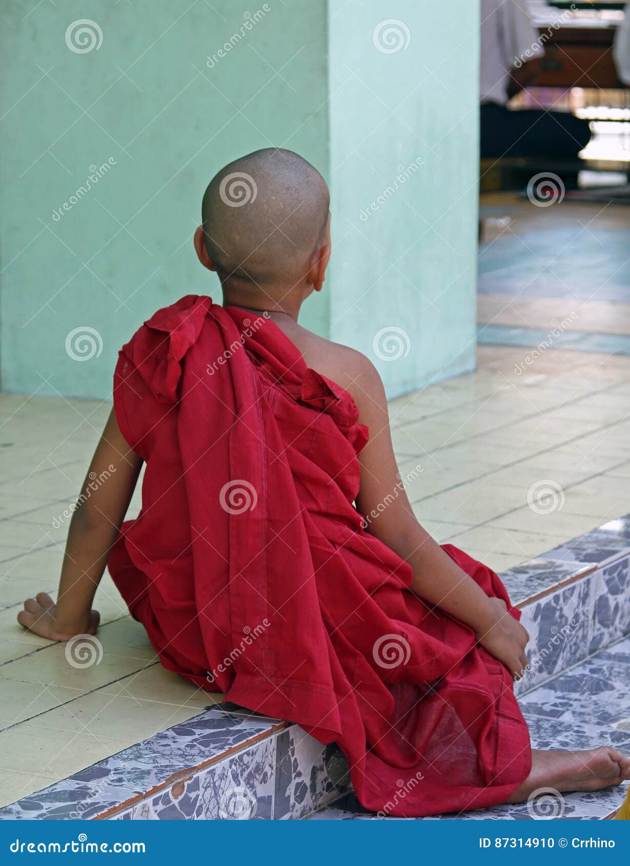 Young Buddhist Monk on Temple Steps Editorial Image - Image of monk ...