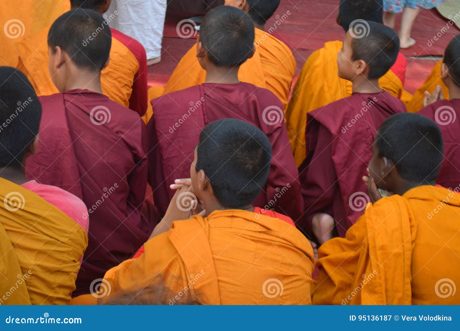 Young Buddhist Monks, Back of the Head View. Editorial Photography ...
