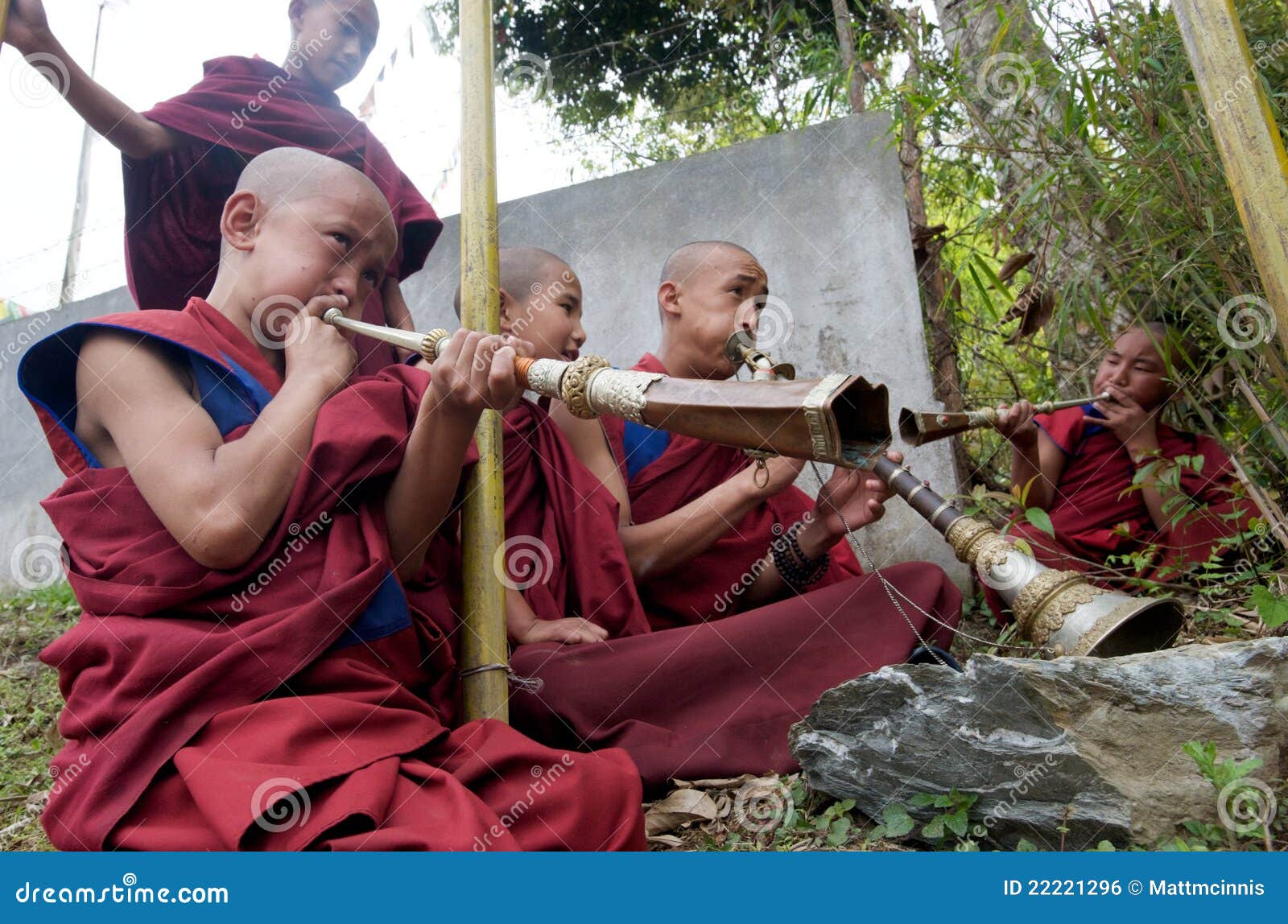 Young Buddhist Monks Playing Horns Editorial Photo - Image of gold ...