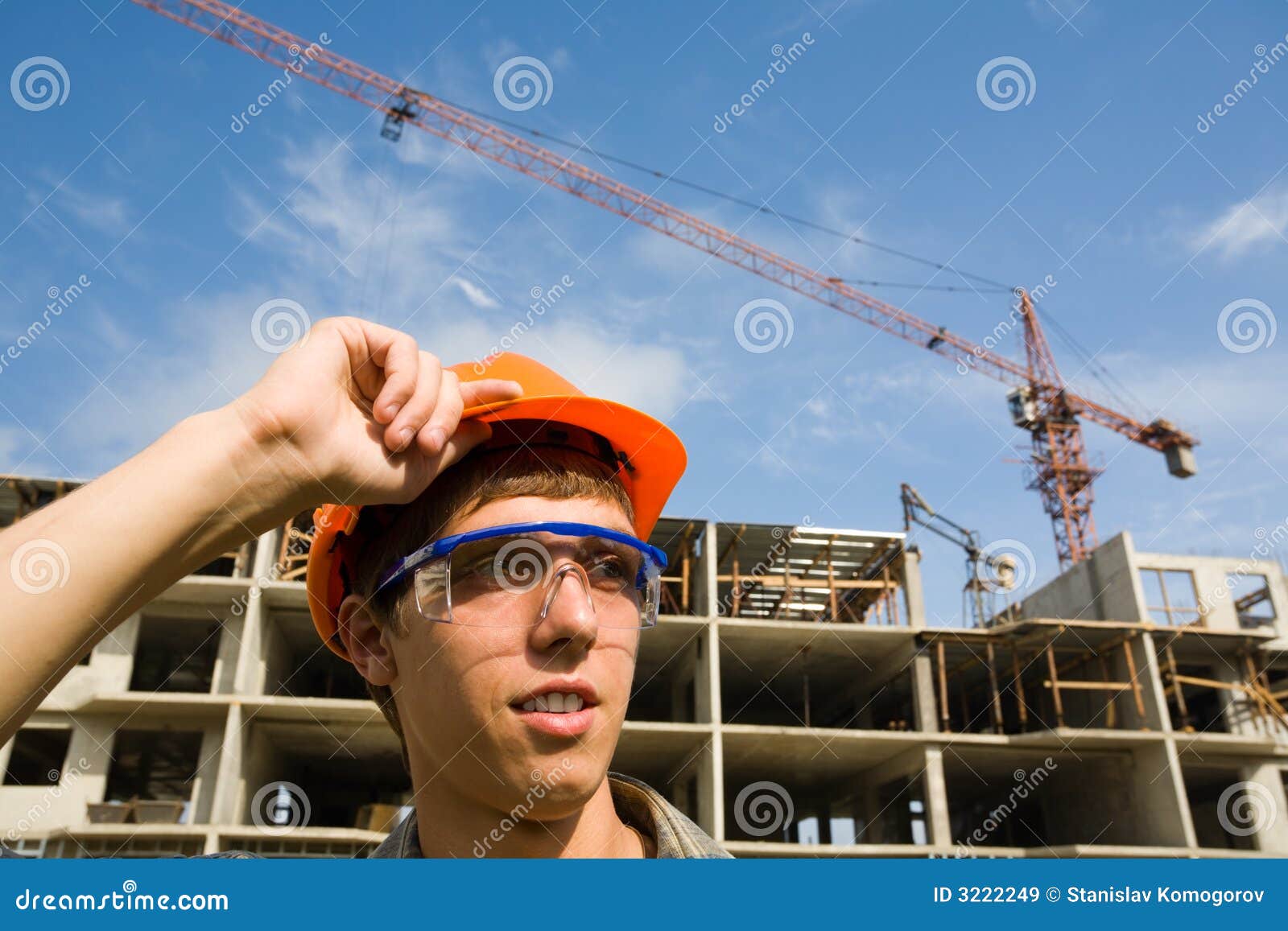 Young builder stock image. Image of crane, building, manual - 3222249
