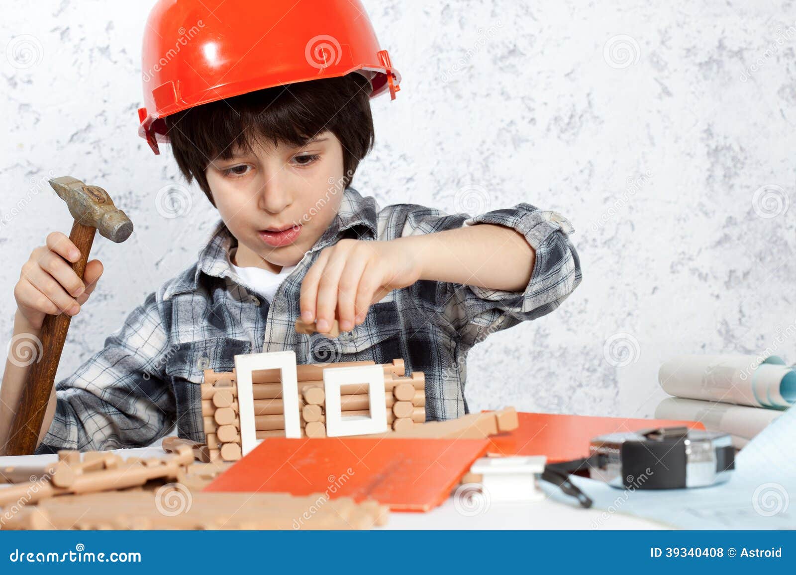 Young builder stock photo. Image of little, happy, hummer - 39340408