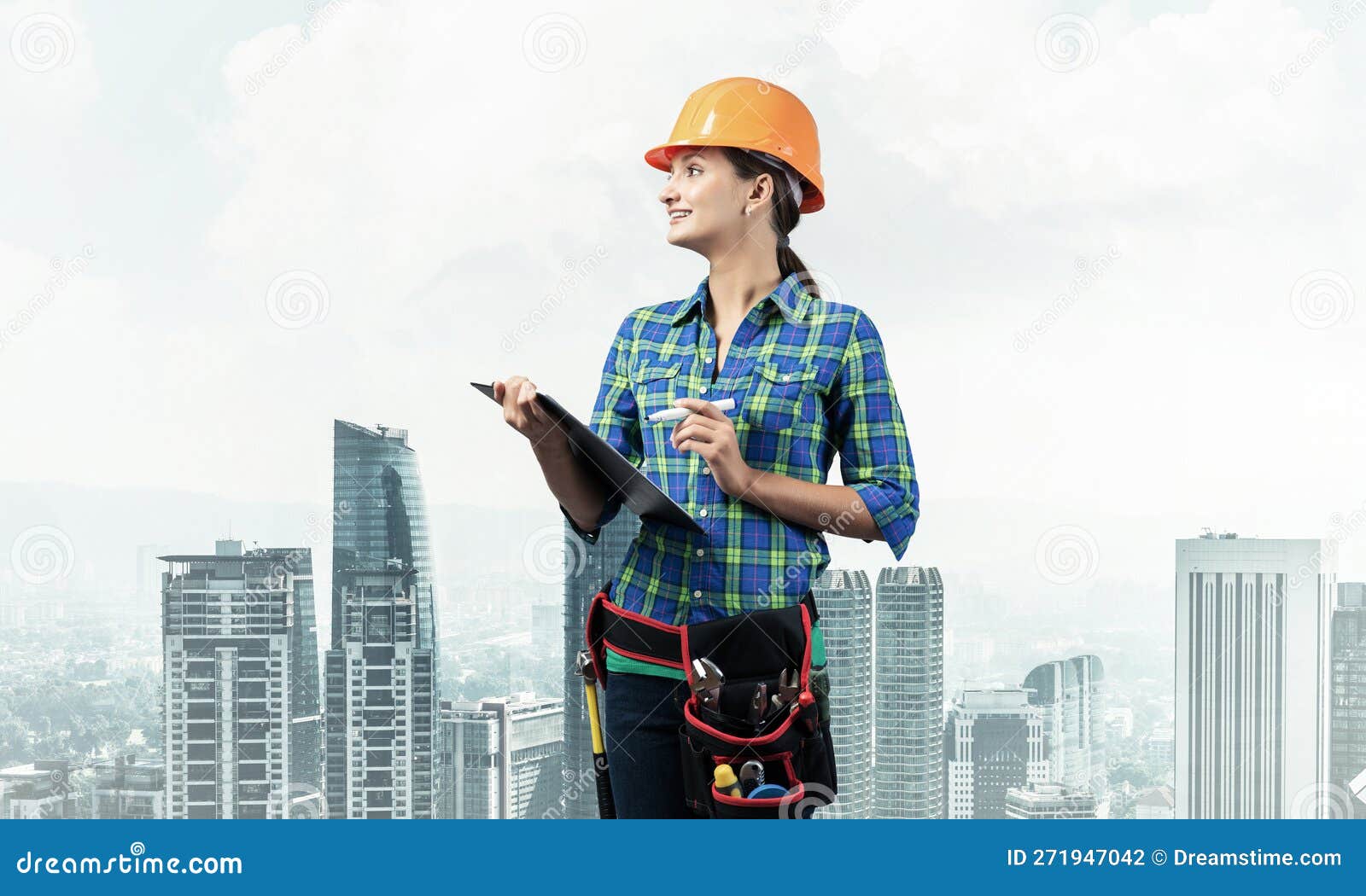 Young Building Inspector Checking Outdoor Stock Photo - Image of ...
