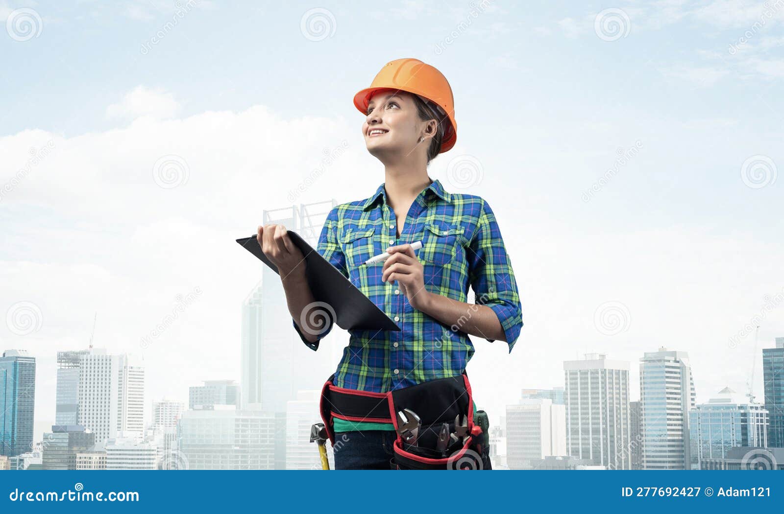 Young Building Inspector Checking Outdoor Stock Image - Image of ...