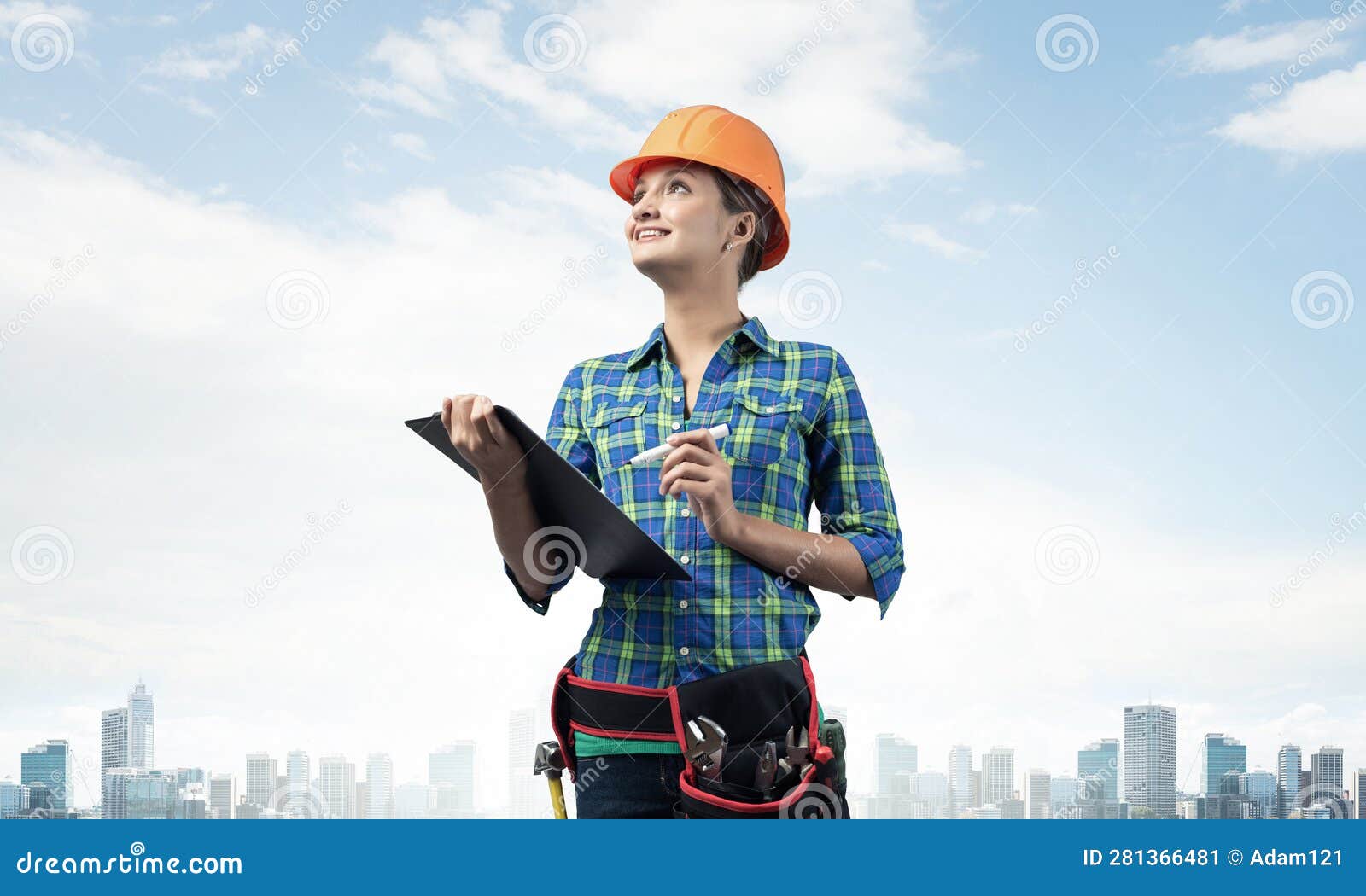 Young Building Inspector Checking Outdoor Stock Image - Image of ...