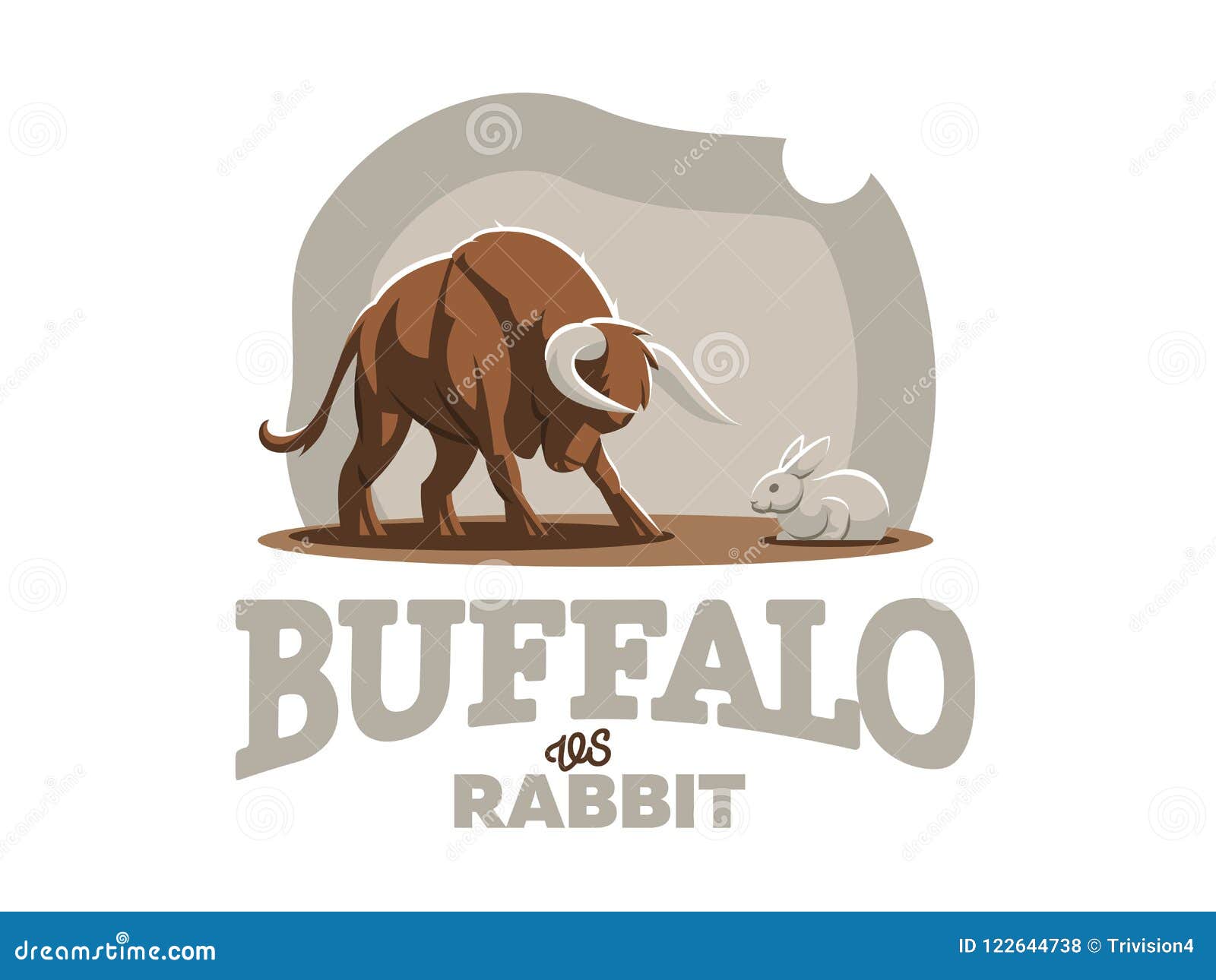 A Young Bull, a Calf is Attacking a Rabbit. Stock Vector - Illustration ...