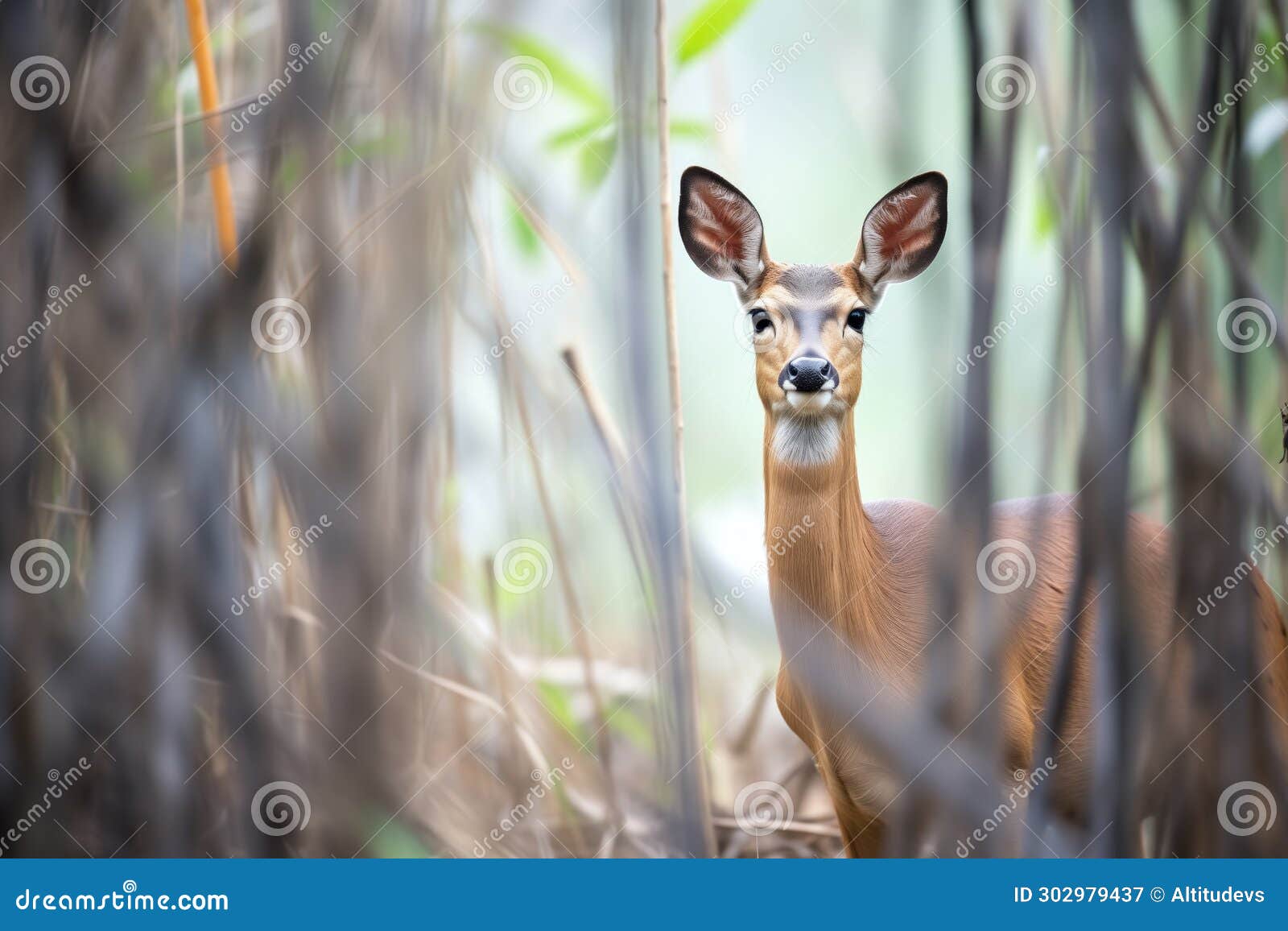 Young Bushbuck Standing Alert In The Underbrush Royalty-Free Stock ...