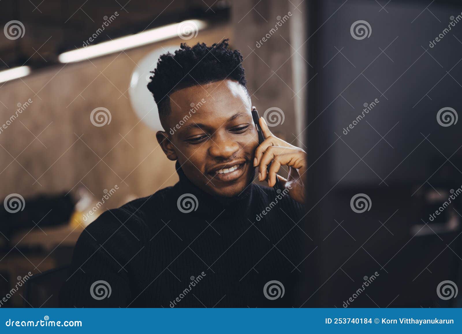 Young Business African People Talking Phonecall Calling and Using ...