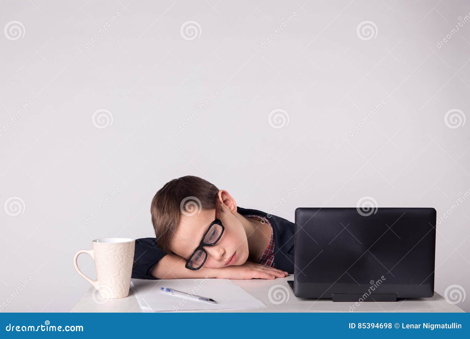 Young Business Boy Fell Asleep at the Table Stock Photo - Image of male ...