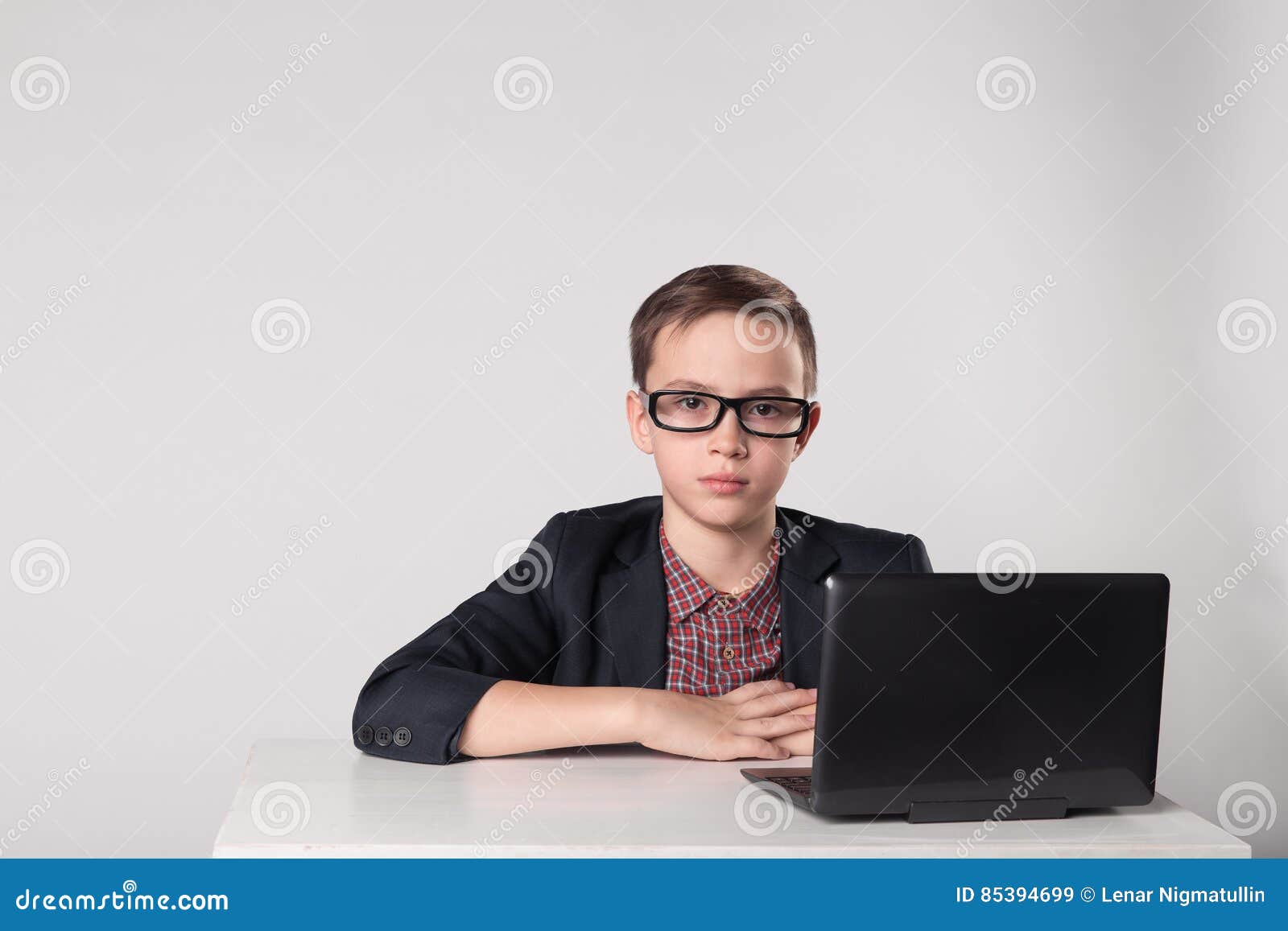 Young Business Boy Working at the Laptop Stock Image - Image of ...