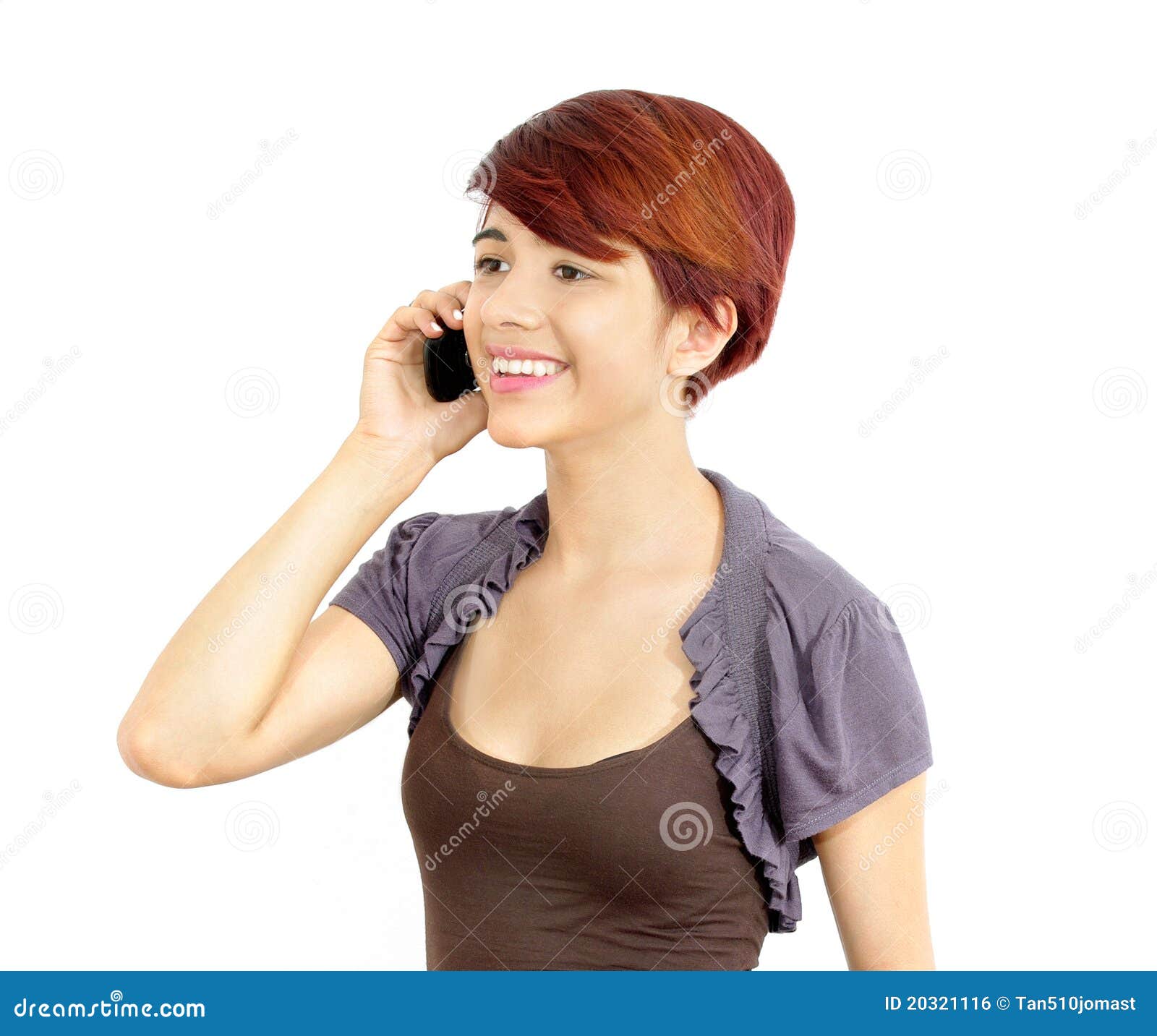 Young Business Lady on Cell Phone Stock Photo - Image of smiling, happy ...
