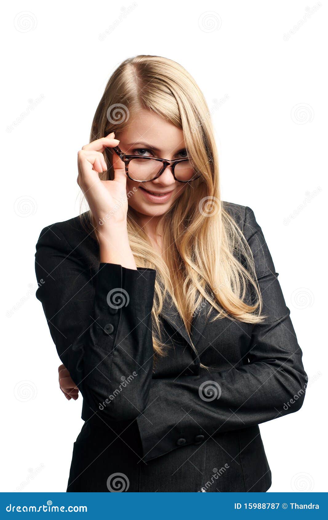 Young Business Lady in Glasses Stock Image - Image of facial, hair ...
