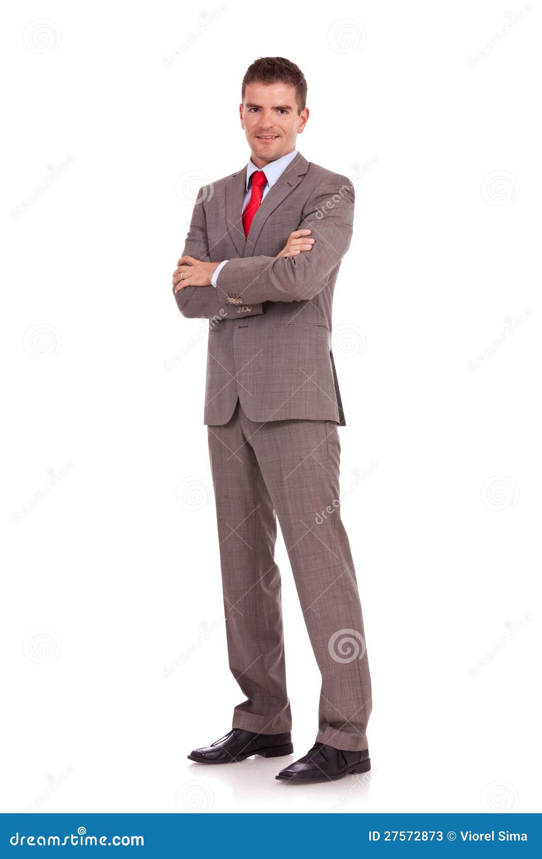 Young Business Man with Arms Folded Stock Image - Image of arms, length ...