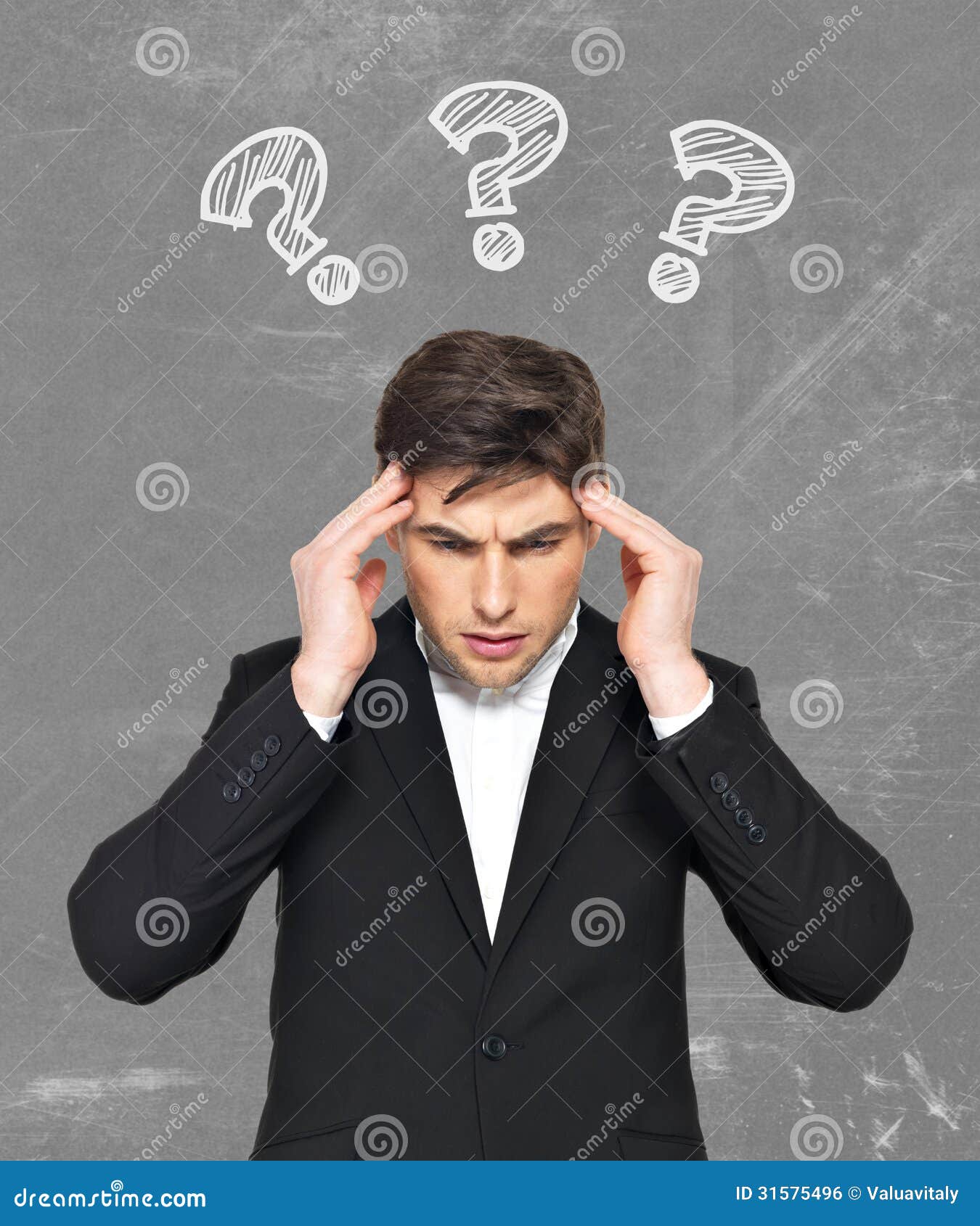 Young Business Man Brainstorming Stock Photo - Image of idea, problem ...
