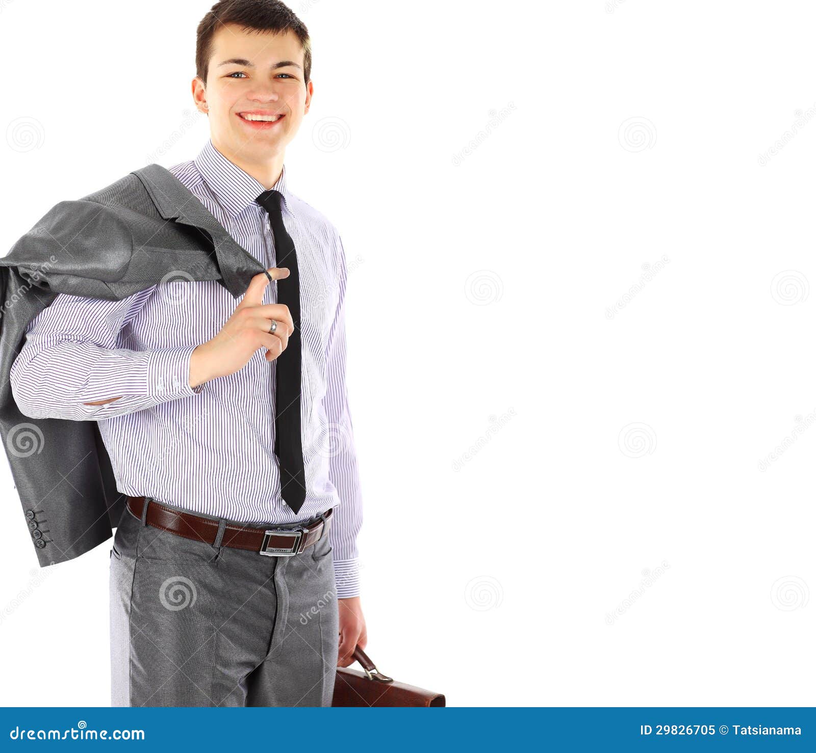 Young Business Man with Briefcase Portrait Stock Image - Image of white ...