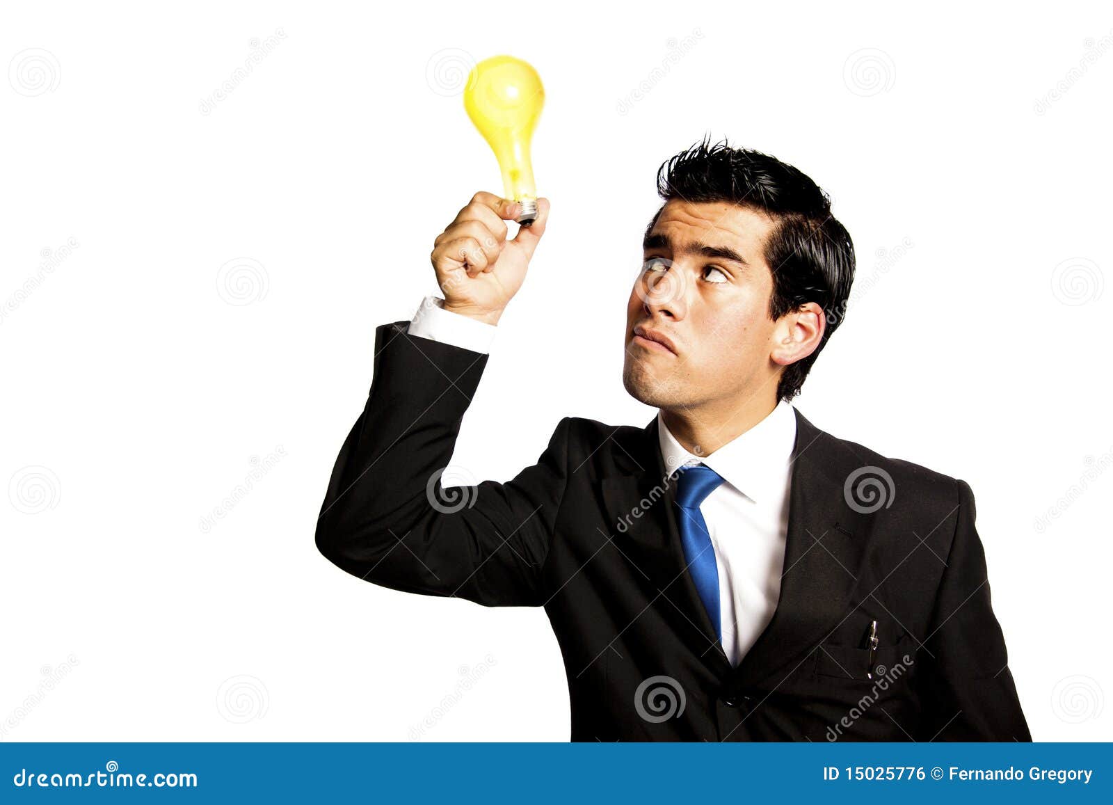 Young Business Man with Bright Bulb Idea Stock Photo - Image of ...