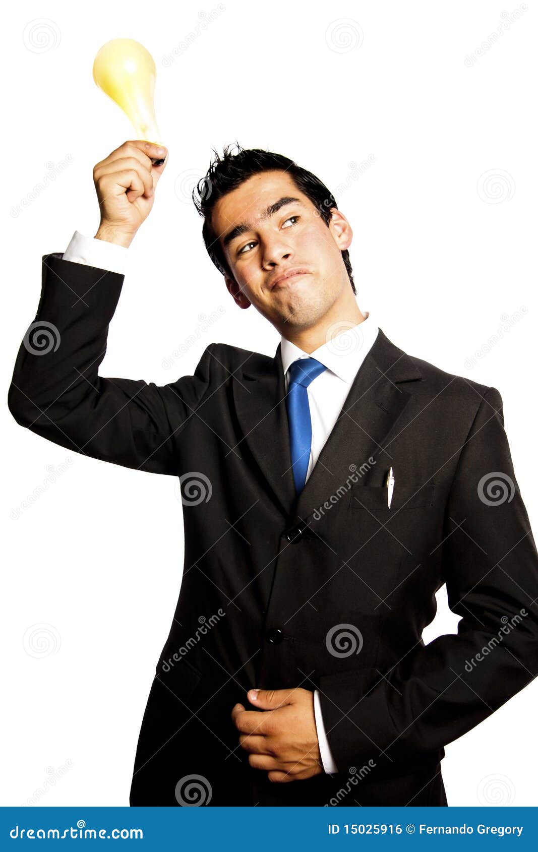 Young Business Man with Bright Bulb Idea Stock Photo - Image of ...