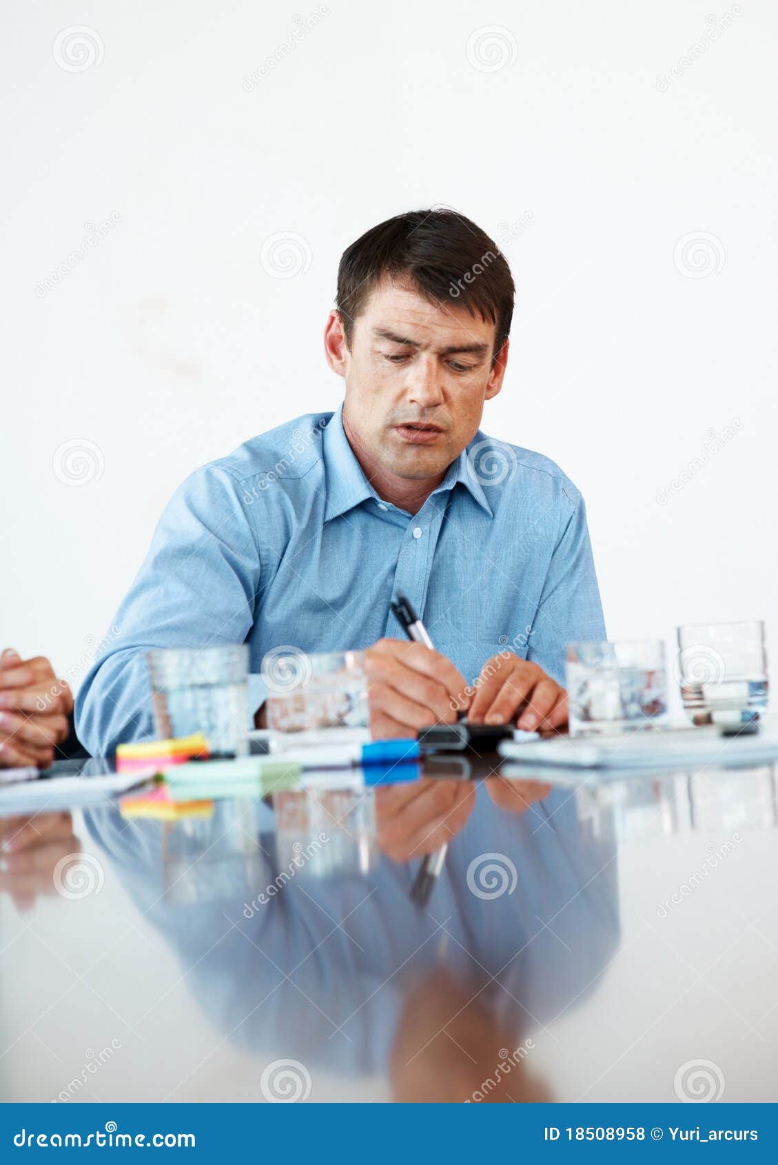 Young Business Man Busy Working at His Desk Stock Photo - Image of ...