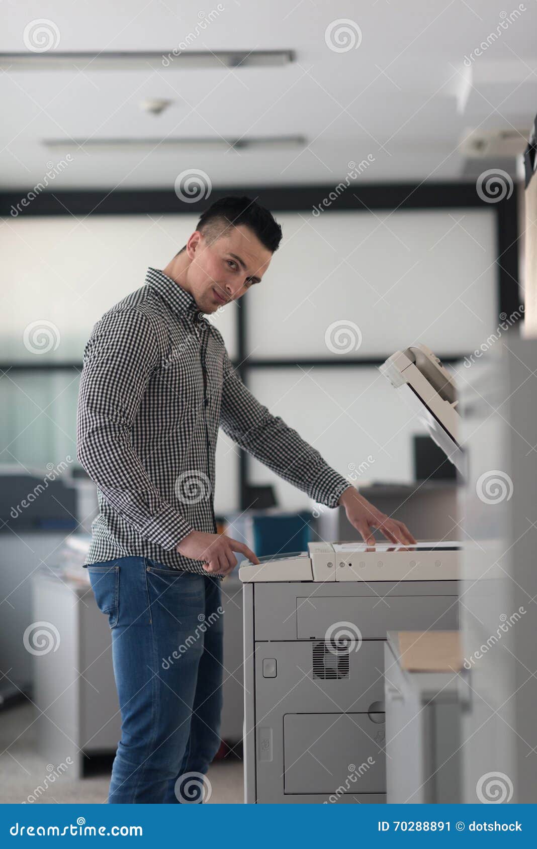 Young Business Man Copy Documents Stock Image - Image of machine ...