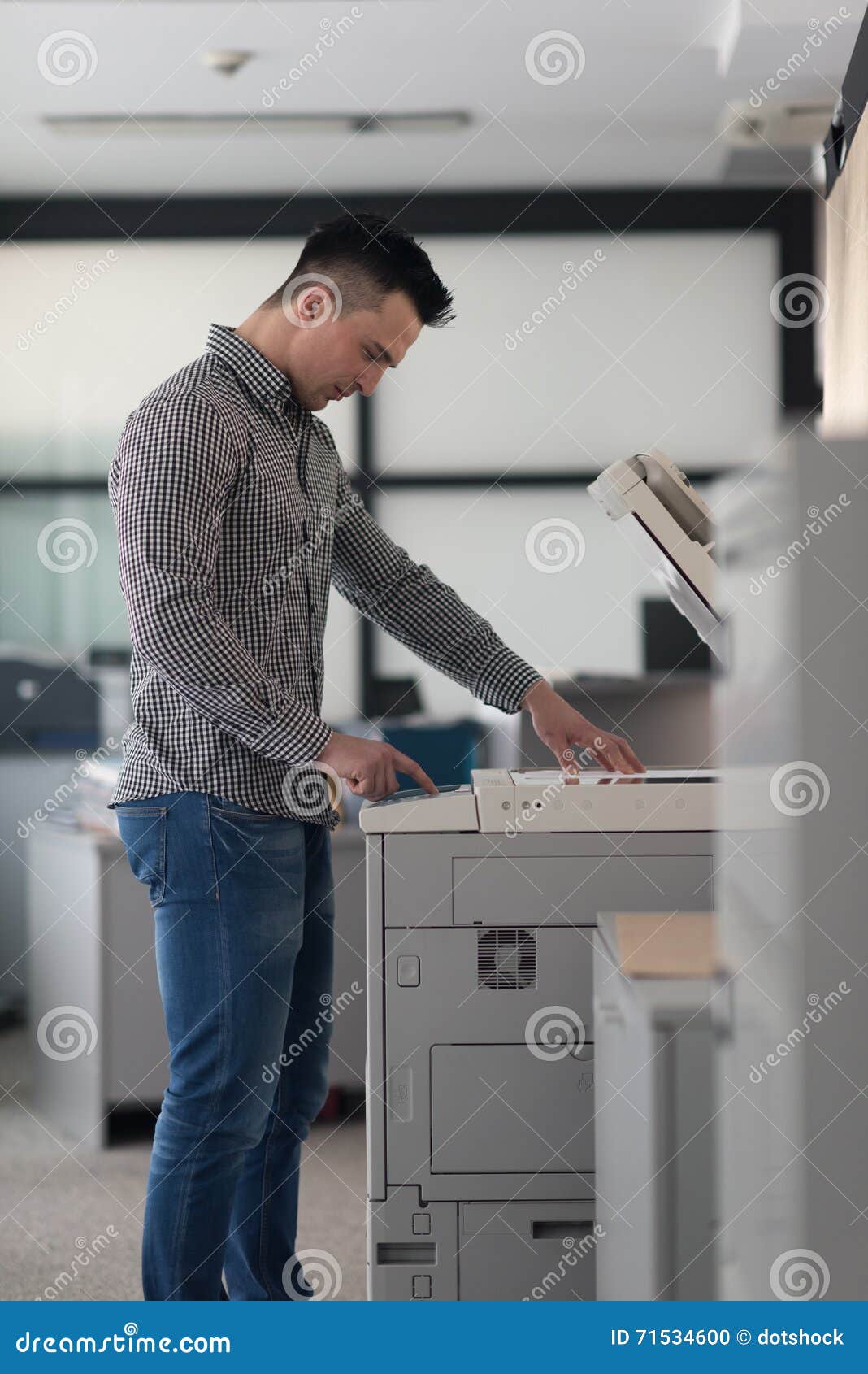 Young Business Man Copy Documents Stock Photo - Image of scanning ...