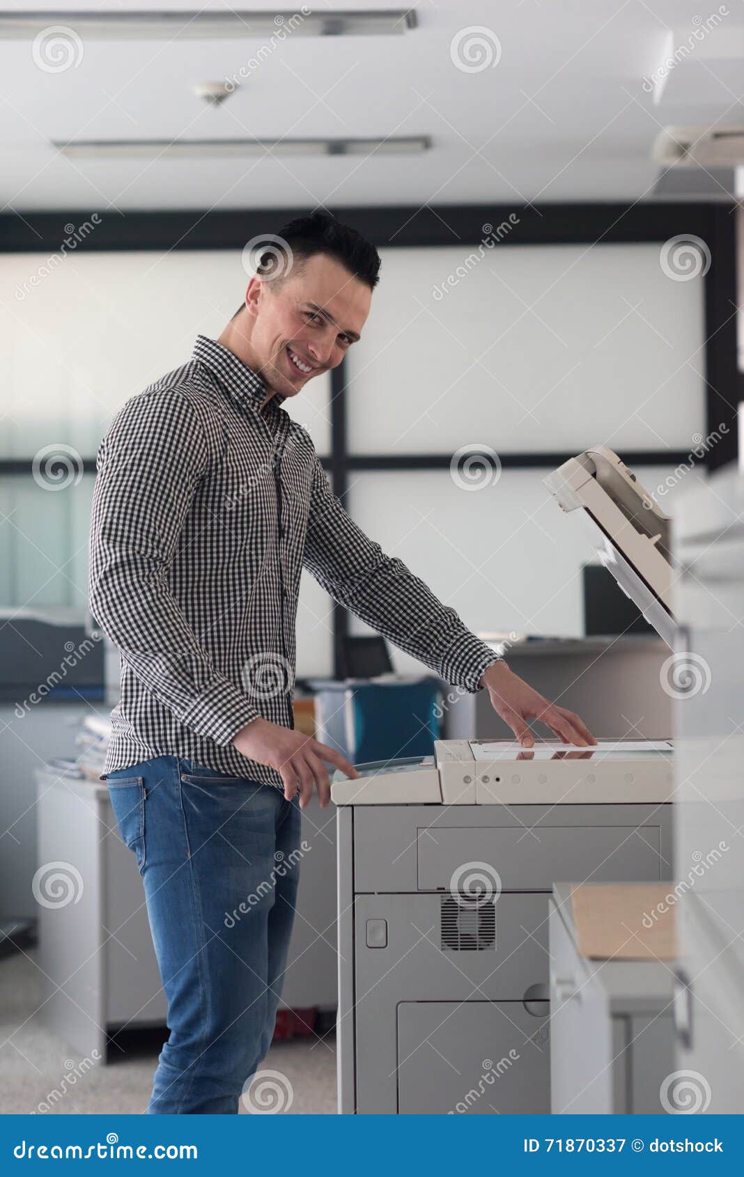 Young Business Man Copy Documents Stock Image - Image of copier, color ...