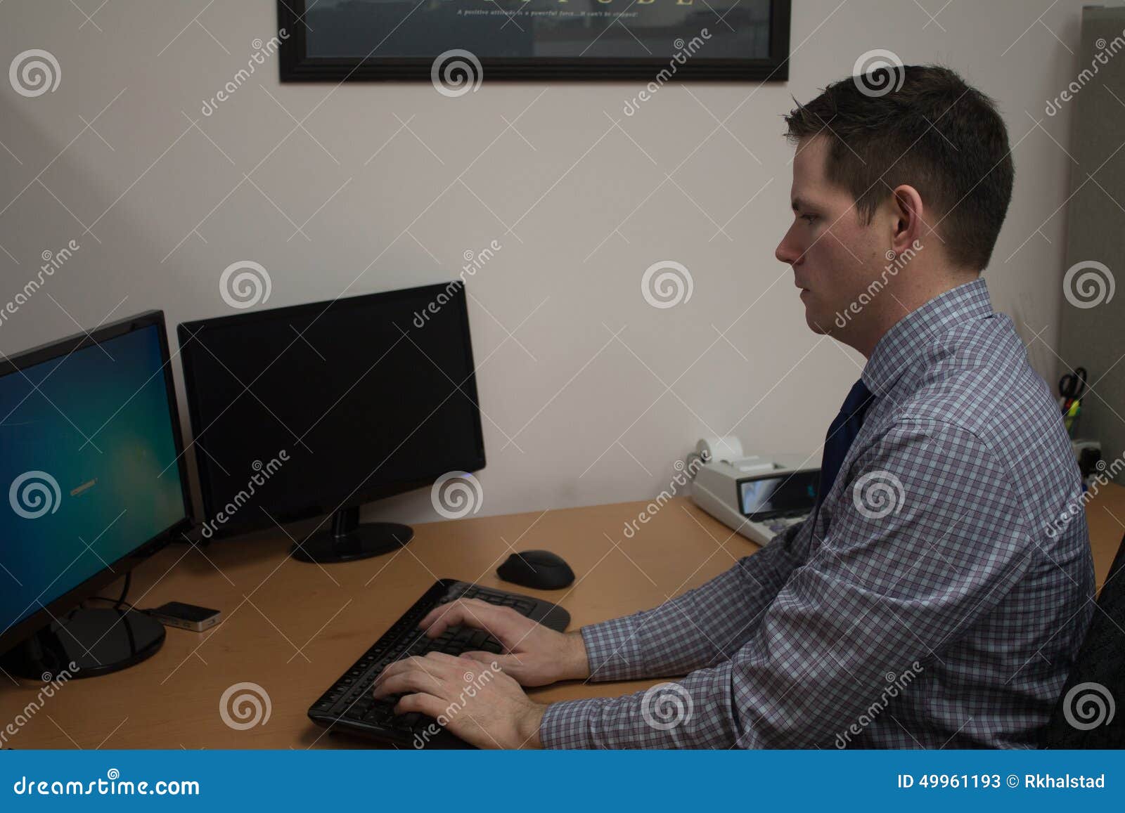 Young Business Man at Desk in Office Stock Image - Image of accountant ...