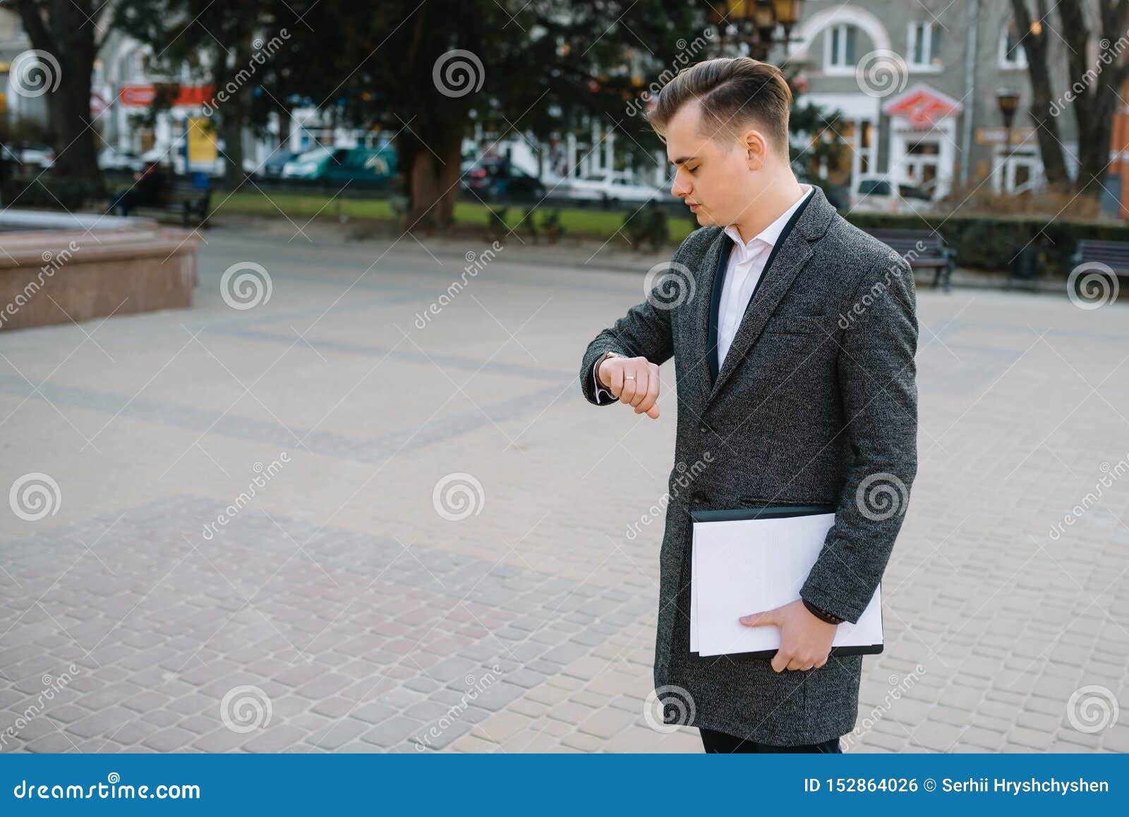 Young Business Man with Documents Stock Photo - Image of concentration ...
