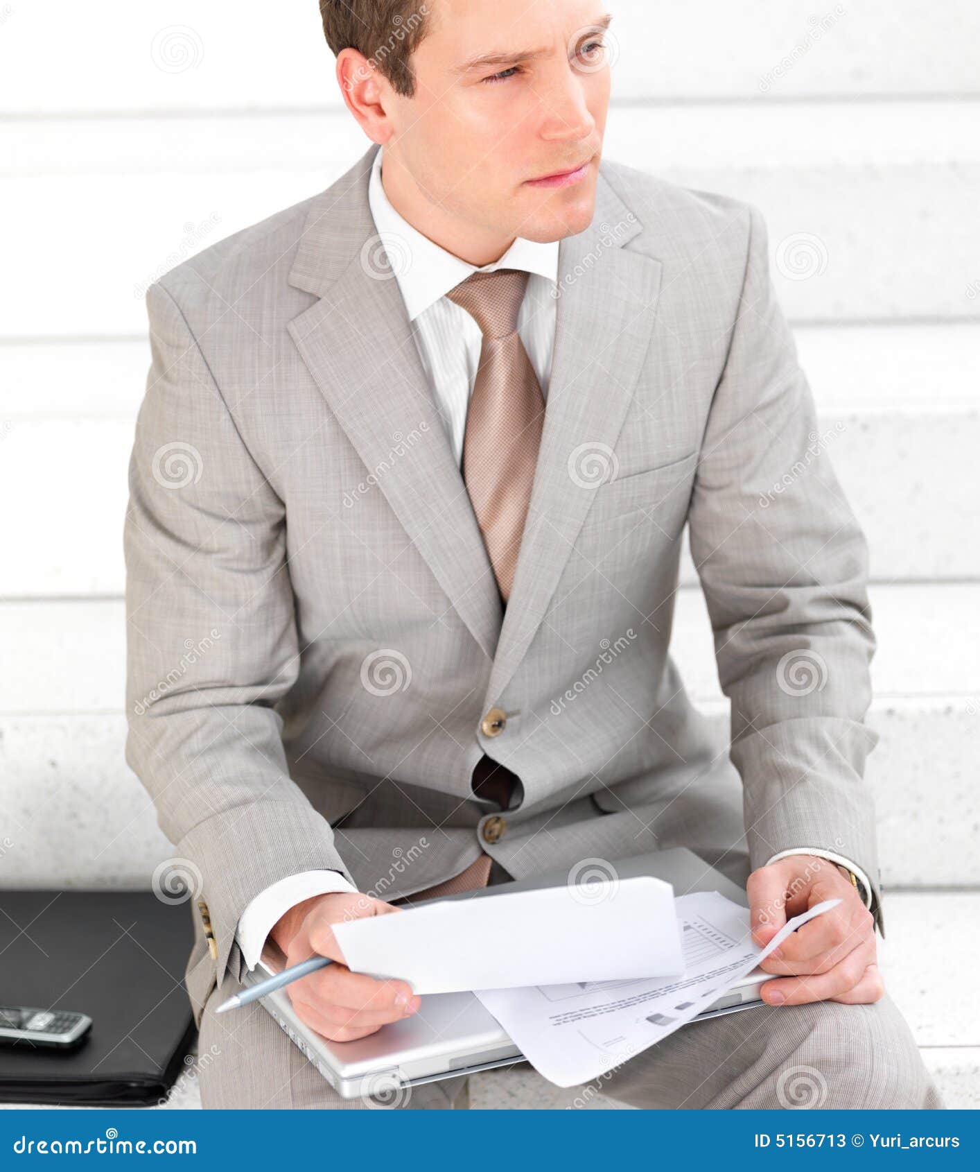 Young Business Man Doing Paper Work Stock Image - Image of body, male ...