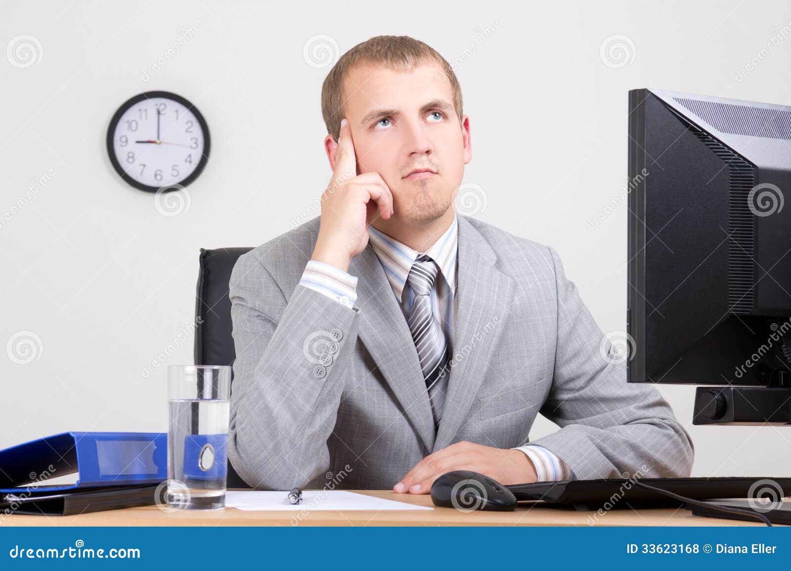 Young Business Man Dreaming at Work Stock Photo - Image of desk ...