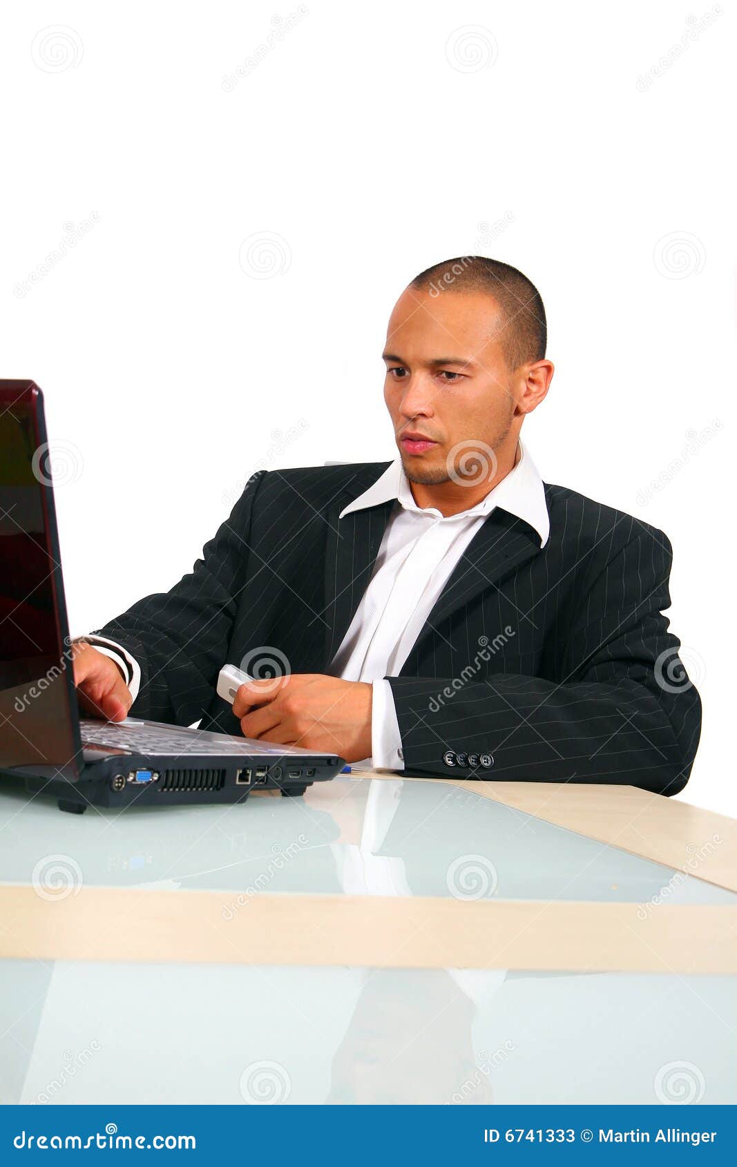 Young Business Man in Front of Laptop Stock Image - Image of office ...