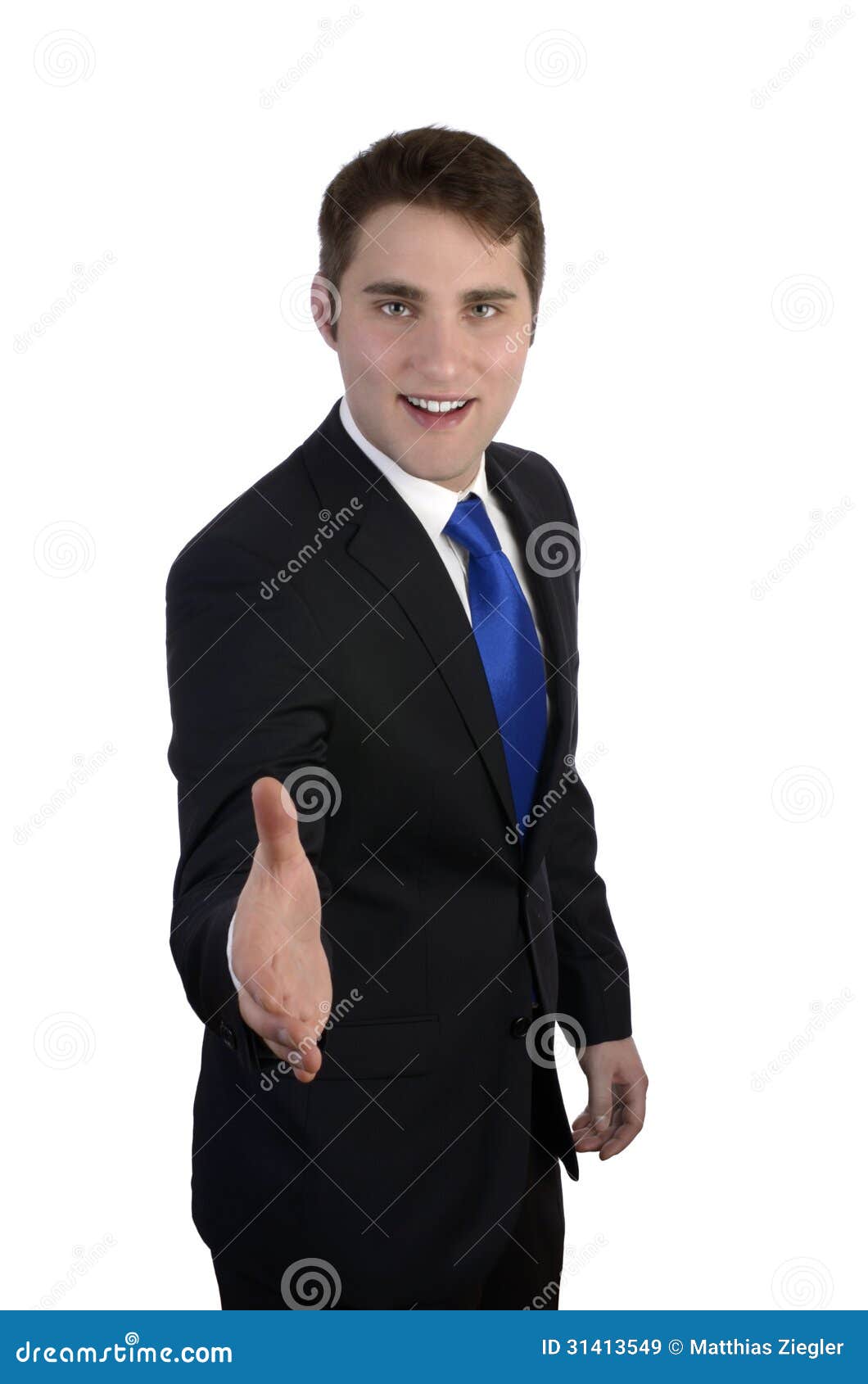 Young Business Man Giving Hand Stock Image - Image of isolated, smiling ...