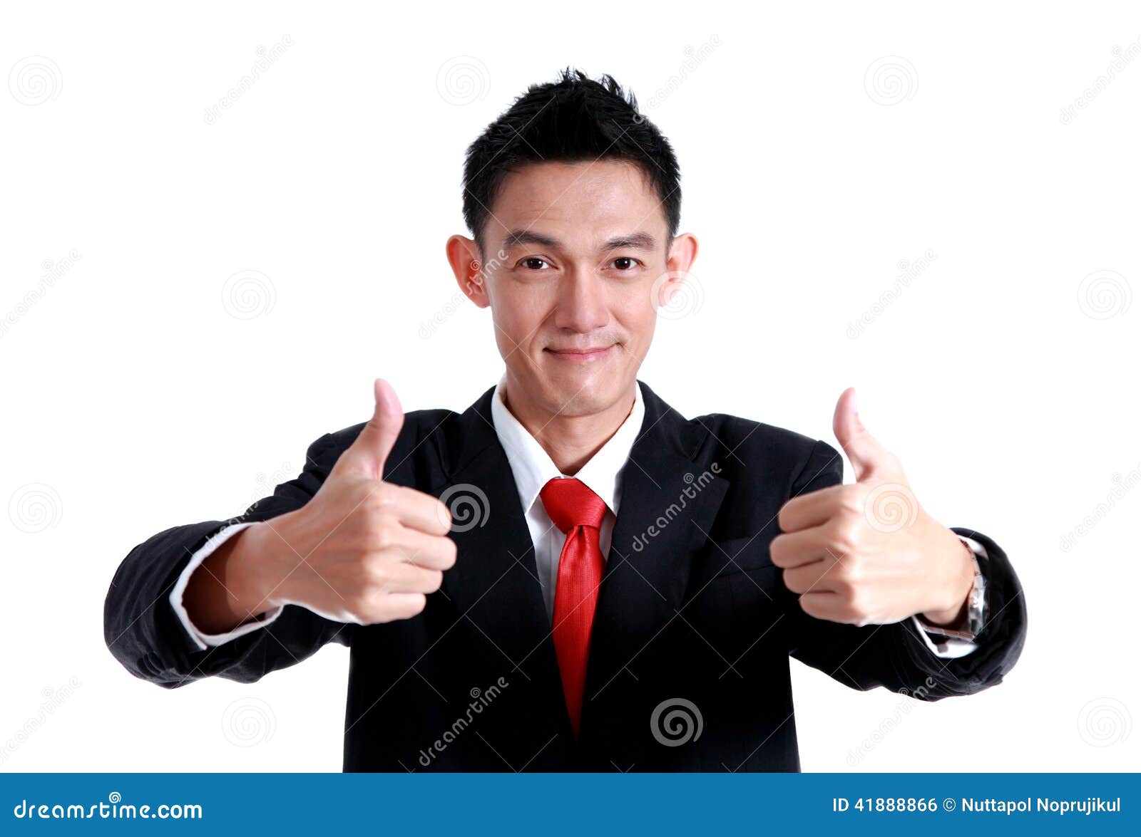 Young Business Man Going Thumb Up, Isolated on White Stock Photo ...