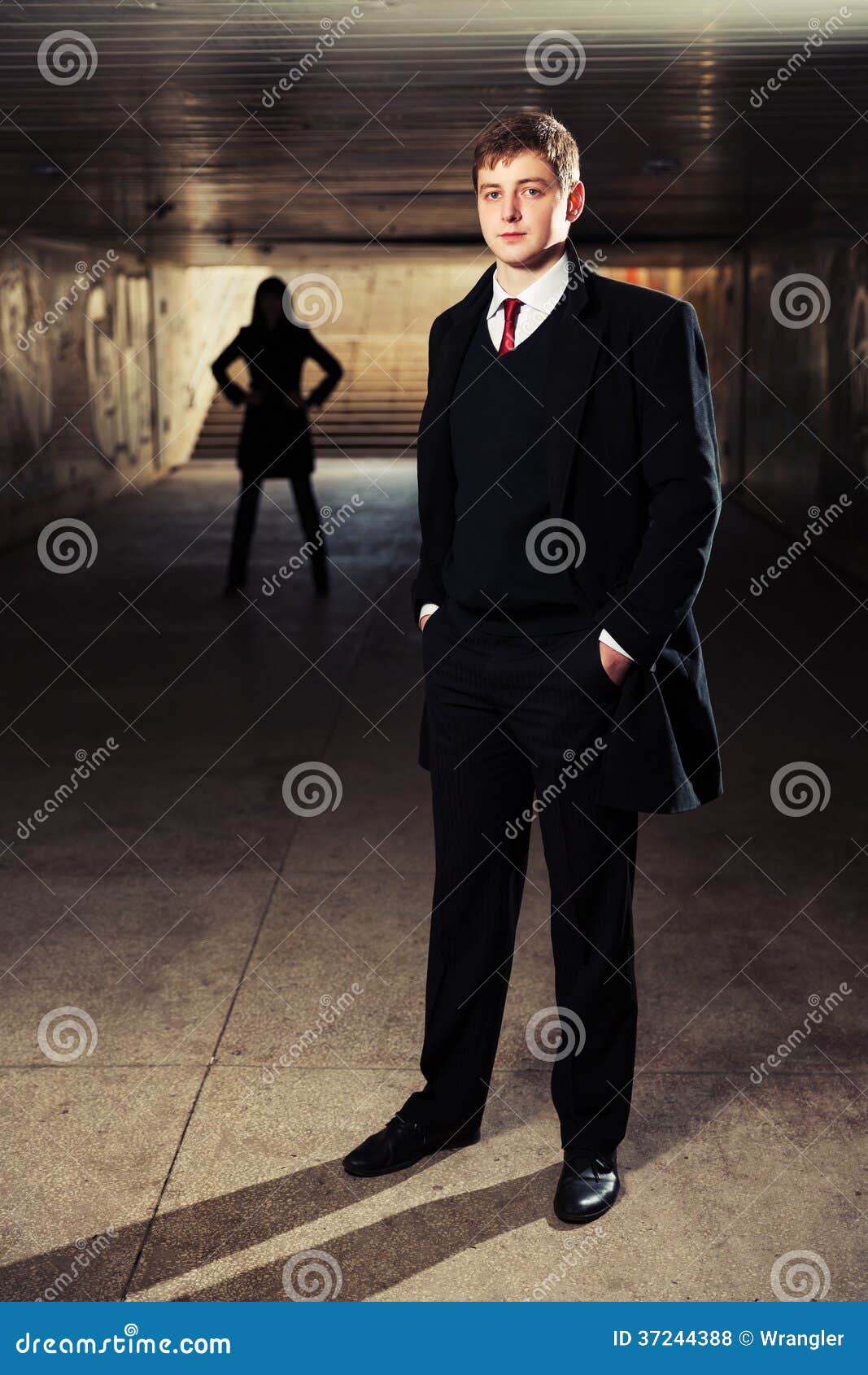 Young Fashion Business Man in Underground Tunnel Stock Photo - Image of ...