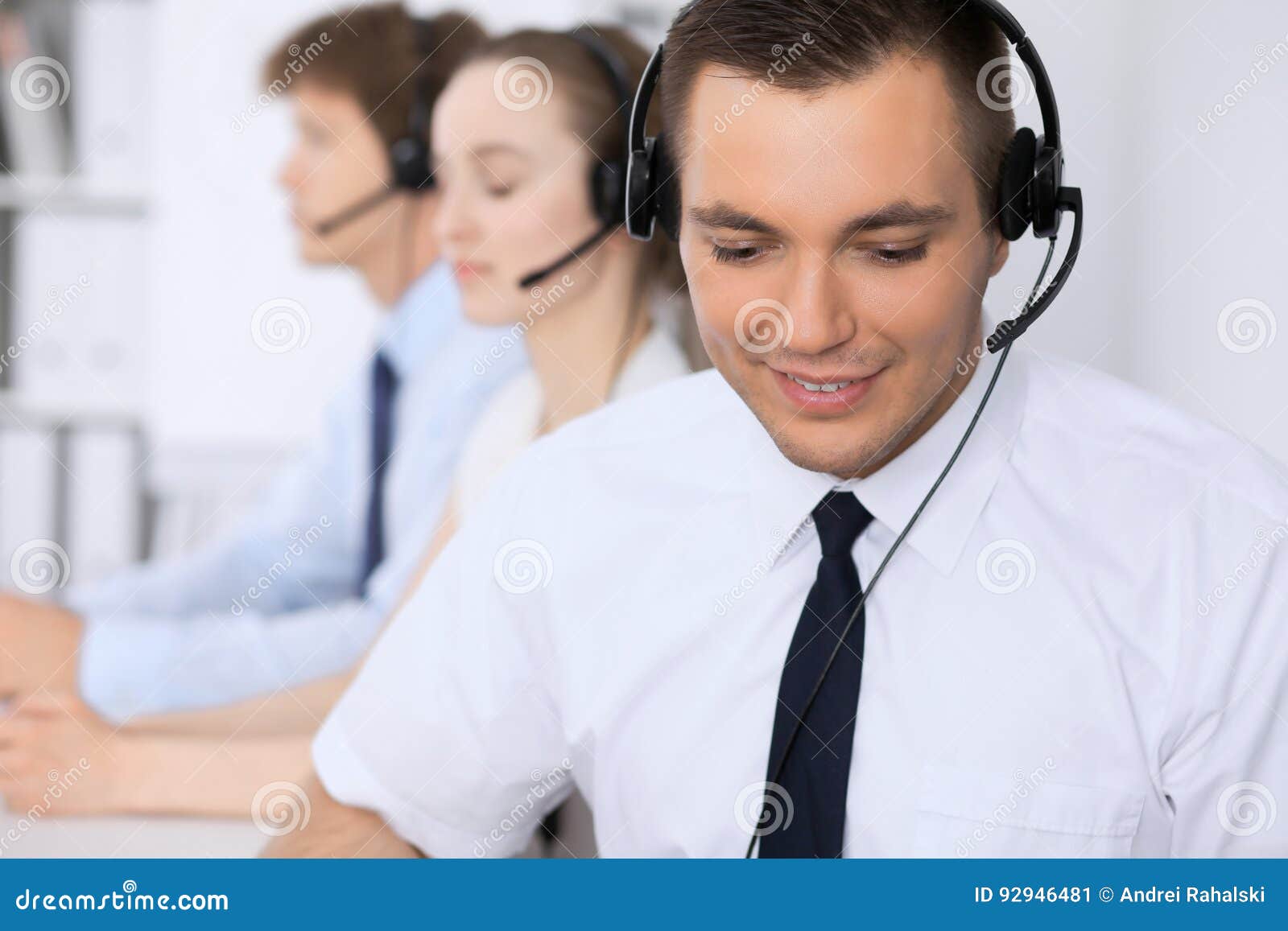 Young Business Man in Headset. Call Center Stock Image - Image of ...