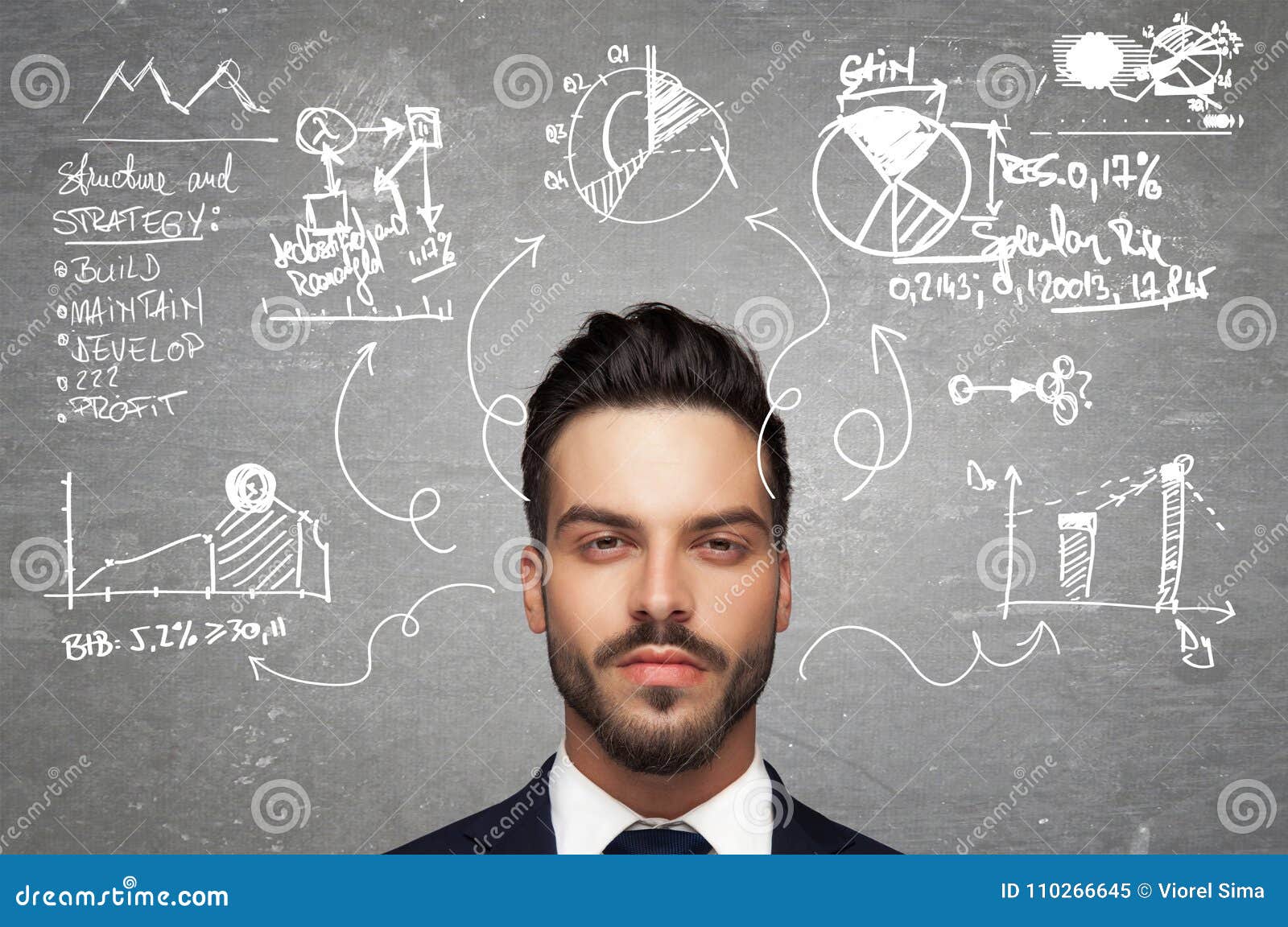 Young Business Man and His Thoughts Stock Image - Image of thoughts ...