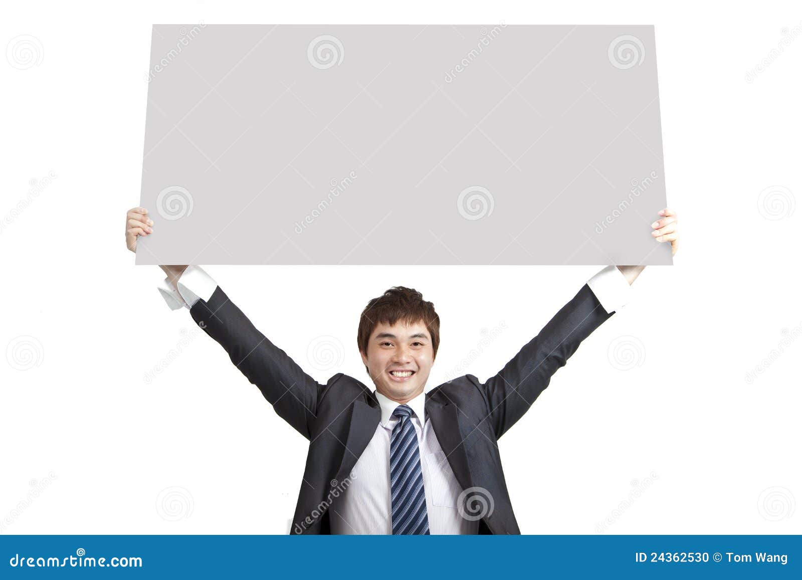 Young Business Man Holding Board Stock Photo - Image of sign, business ...