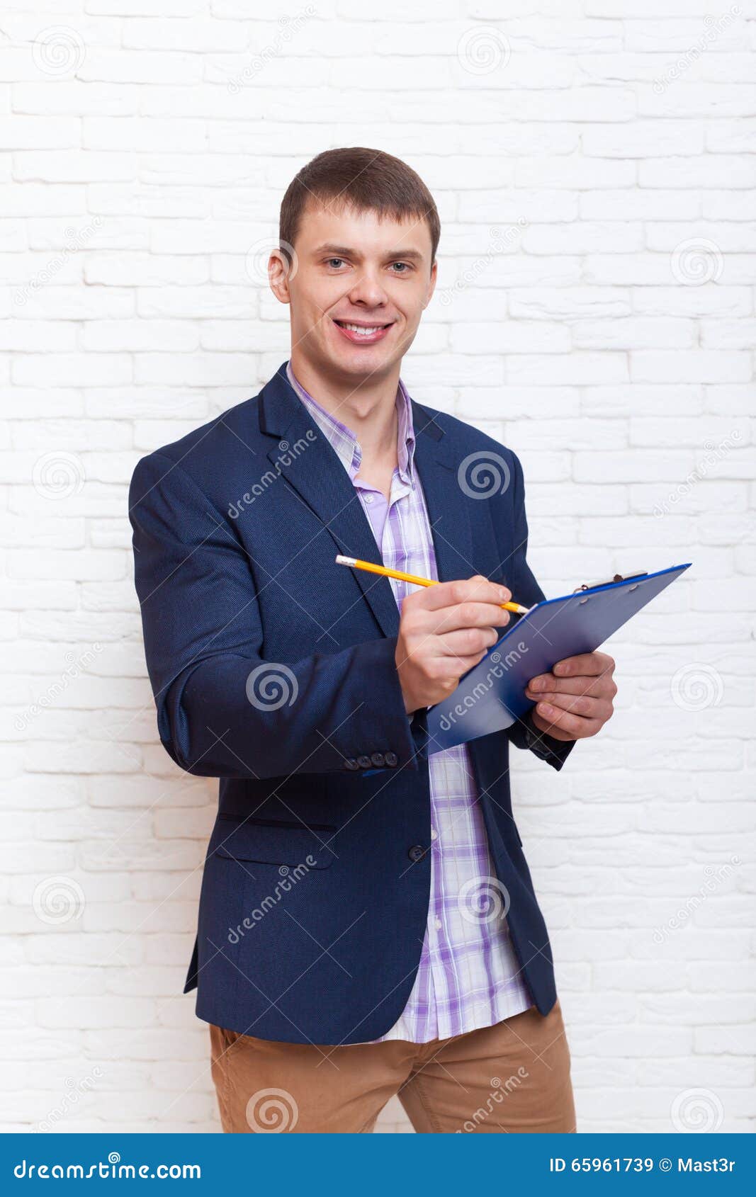 Young Business Man Holding Folder Document Writing, Businessman ...