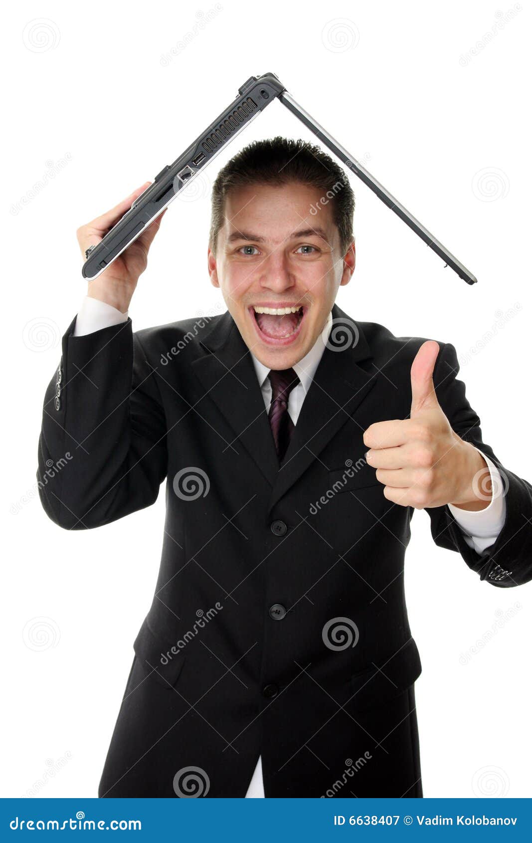 Young Business Man Holding a Laptop Computer Stock Image - Image of ...