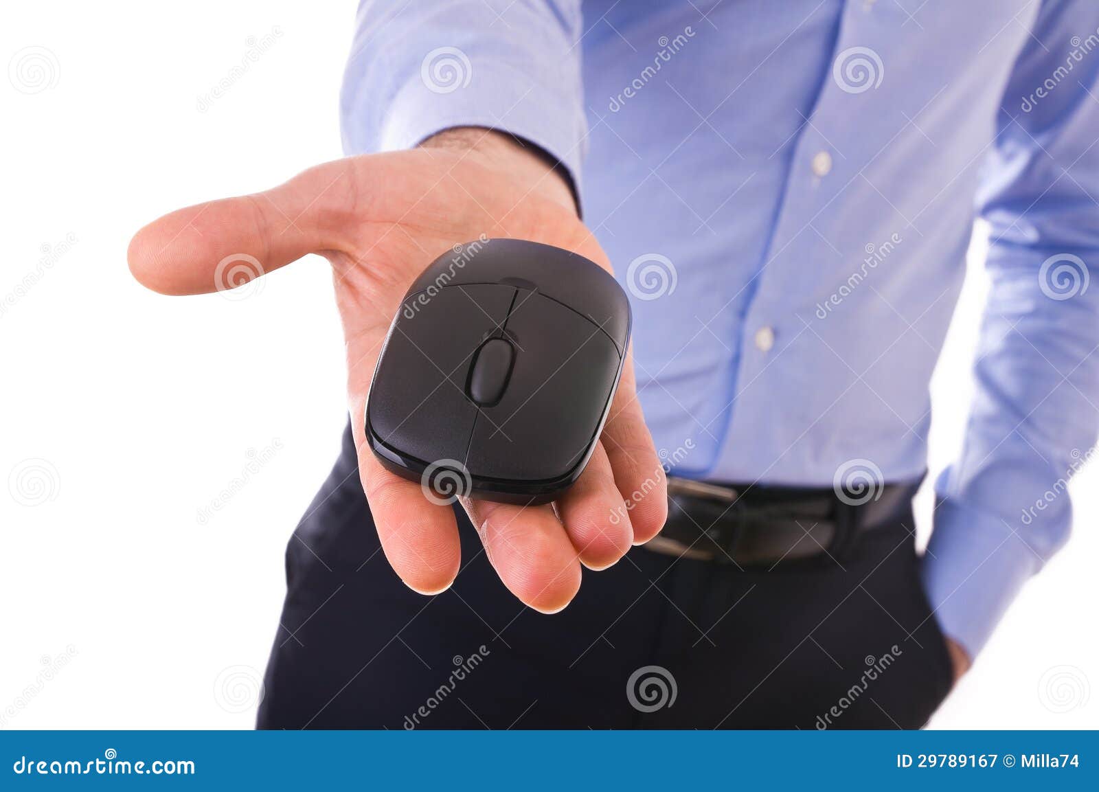 Businessman holding mouse. stock image. Image of employee - 29789167