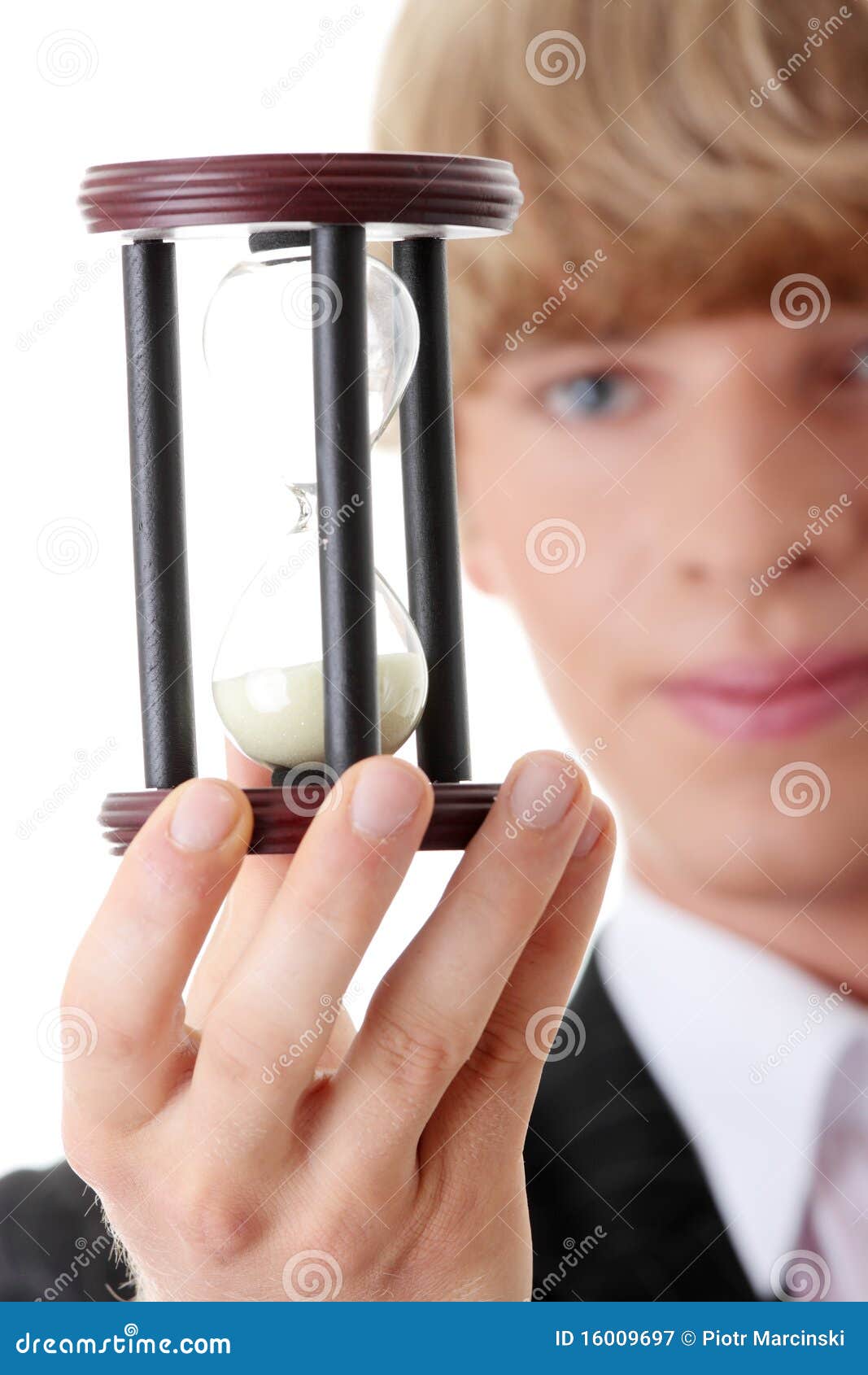 Young Business Man with Hourglass Stock Image - Image of boss, manager ...
