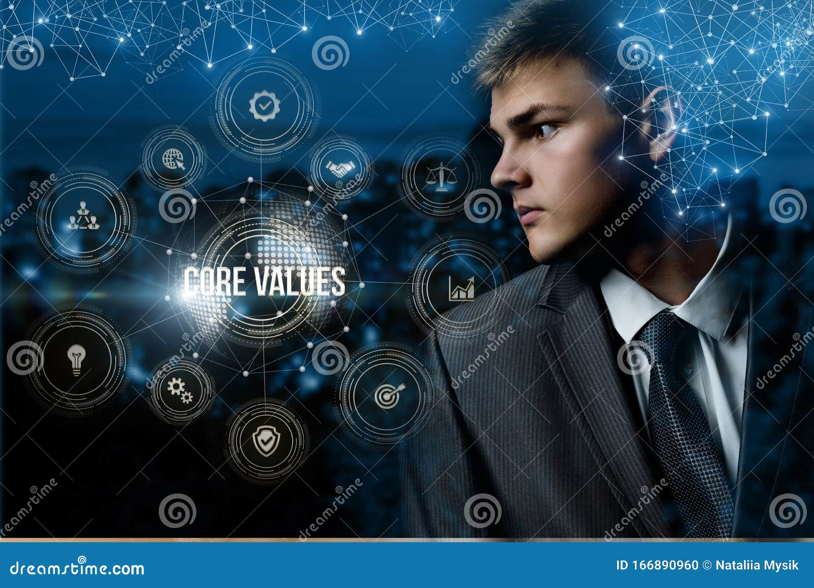 Young Business Man Looking Core Values in Business Stock Photo - Image ...