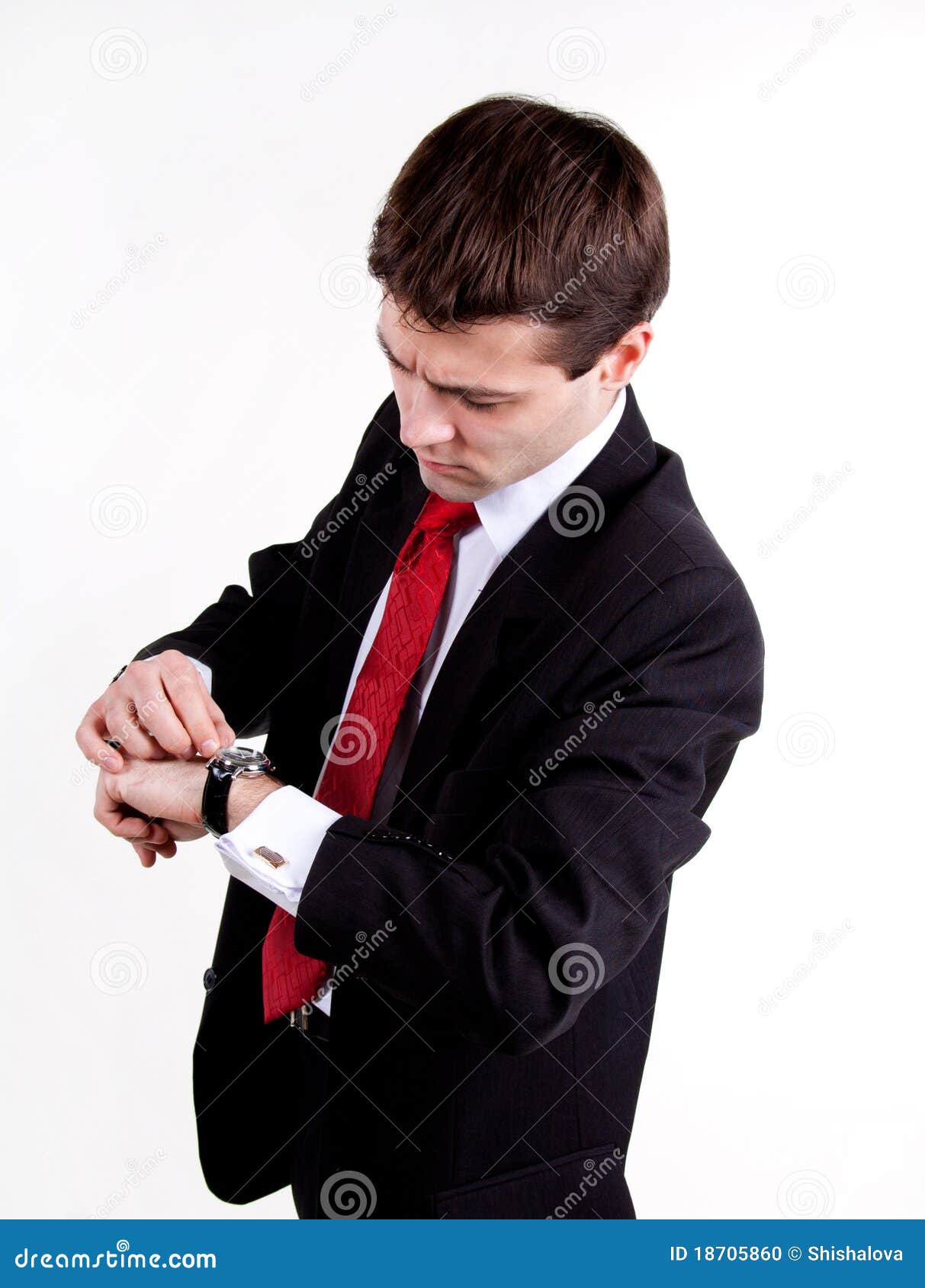 Young Business Man Looking on His Watch Stock Photo - Image of ...