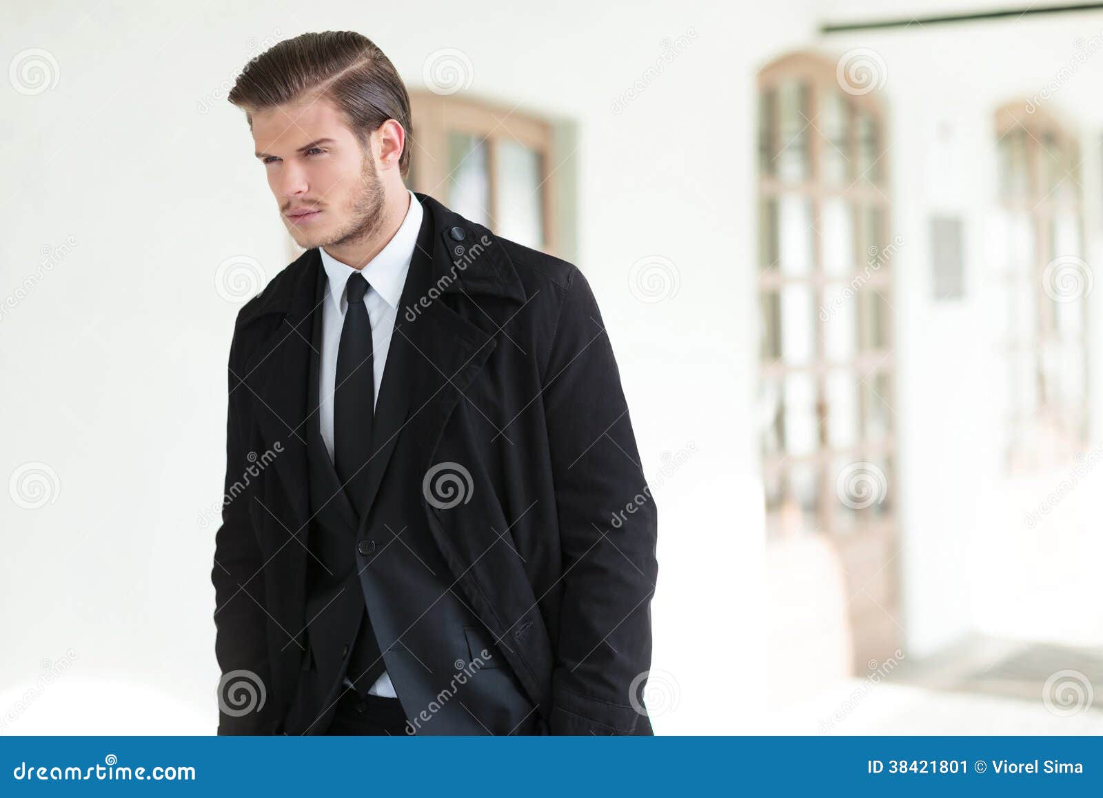Young Business Man Looks Away Stock Image - Image of businessman, life ...